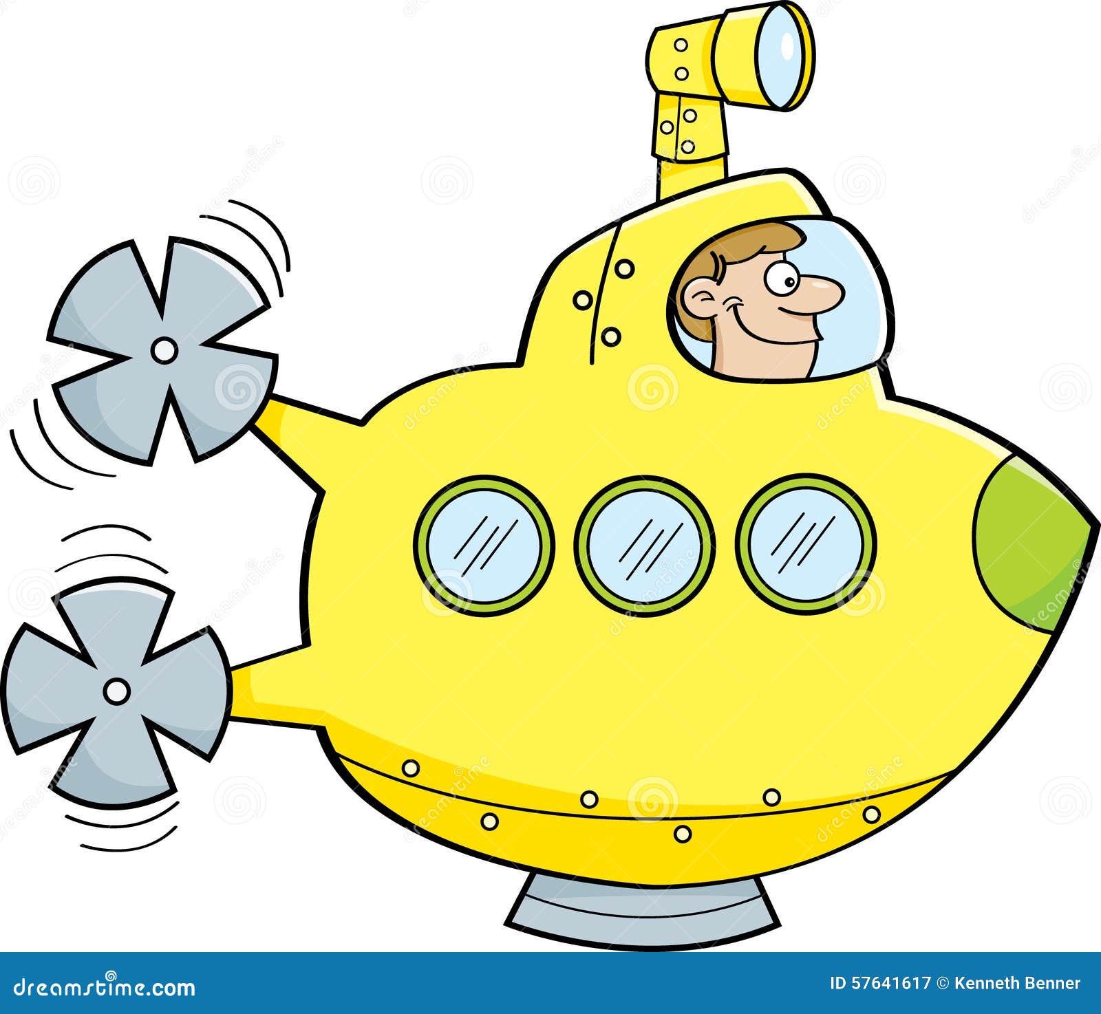 Cartoon Man in a Submarine. Stock Vector - Illustration of exploration ...