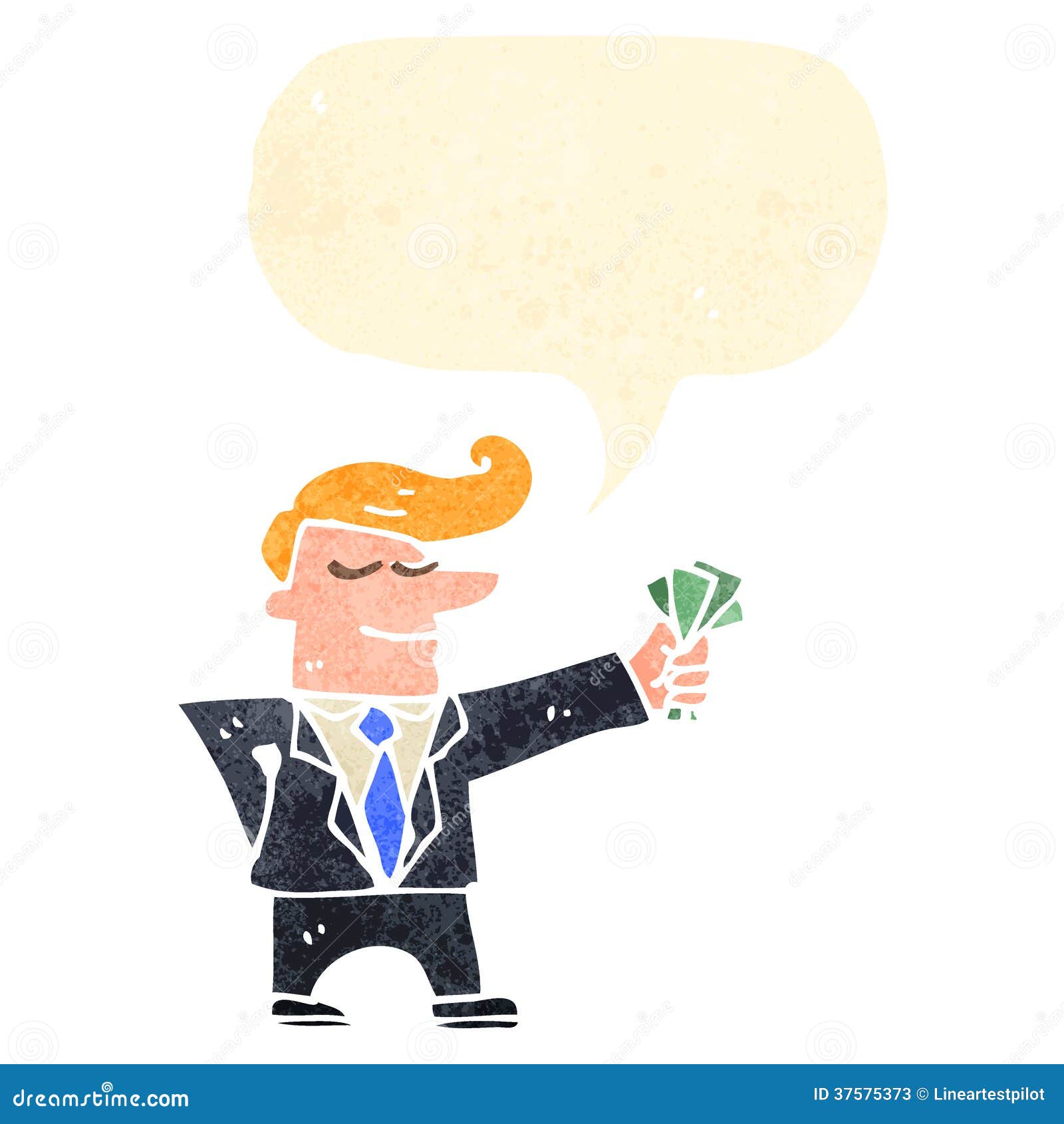 Cartoon Man in Suit with Handful of Cash Stock Vector - Illustration of ...