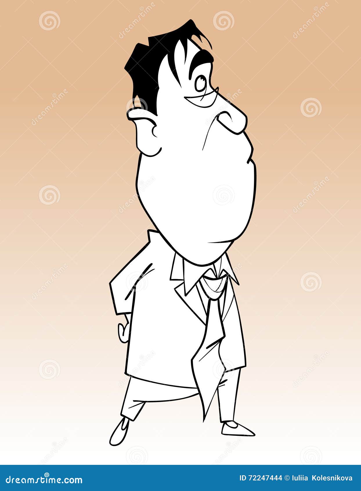 Cartoon Man in a Suit Standing and Looking Up Stock Vector ...