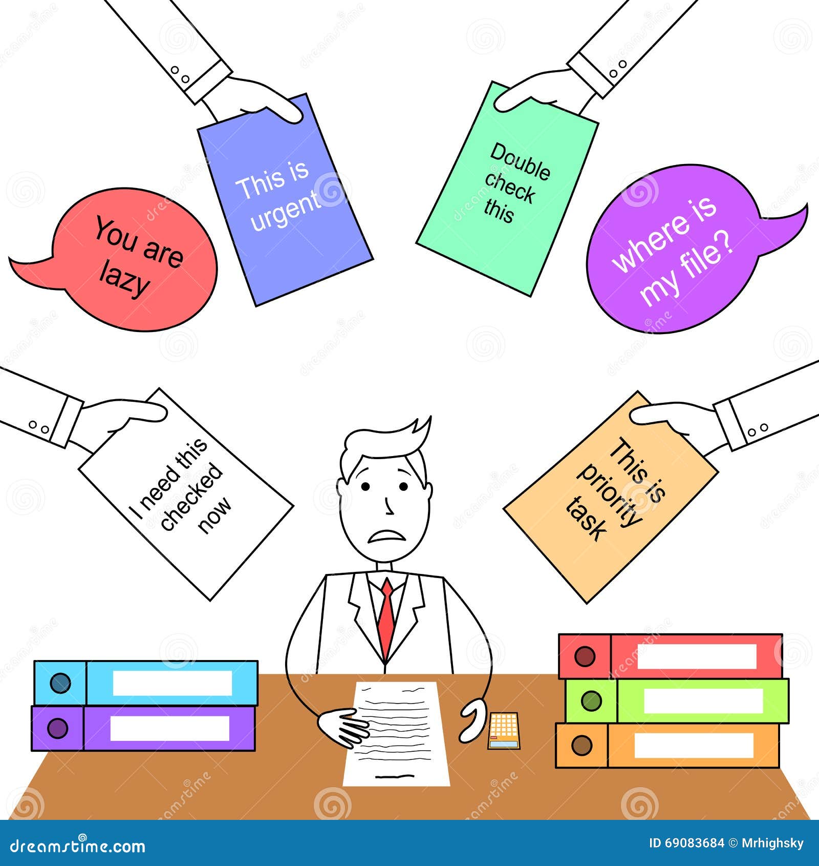 Cartoon Man in Suit Under Work Stress and Pressurized by Others Stock ...