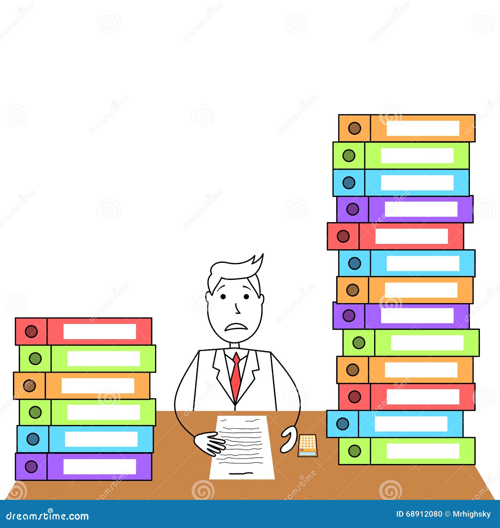 Cartoon Man in Suit Worried To Workload Stock Vector - Illustration of ...