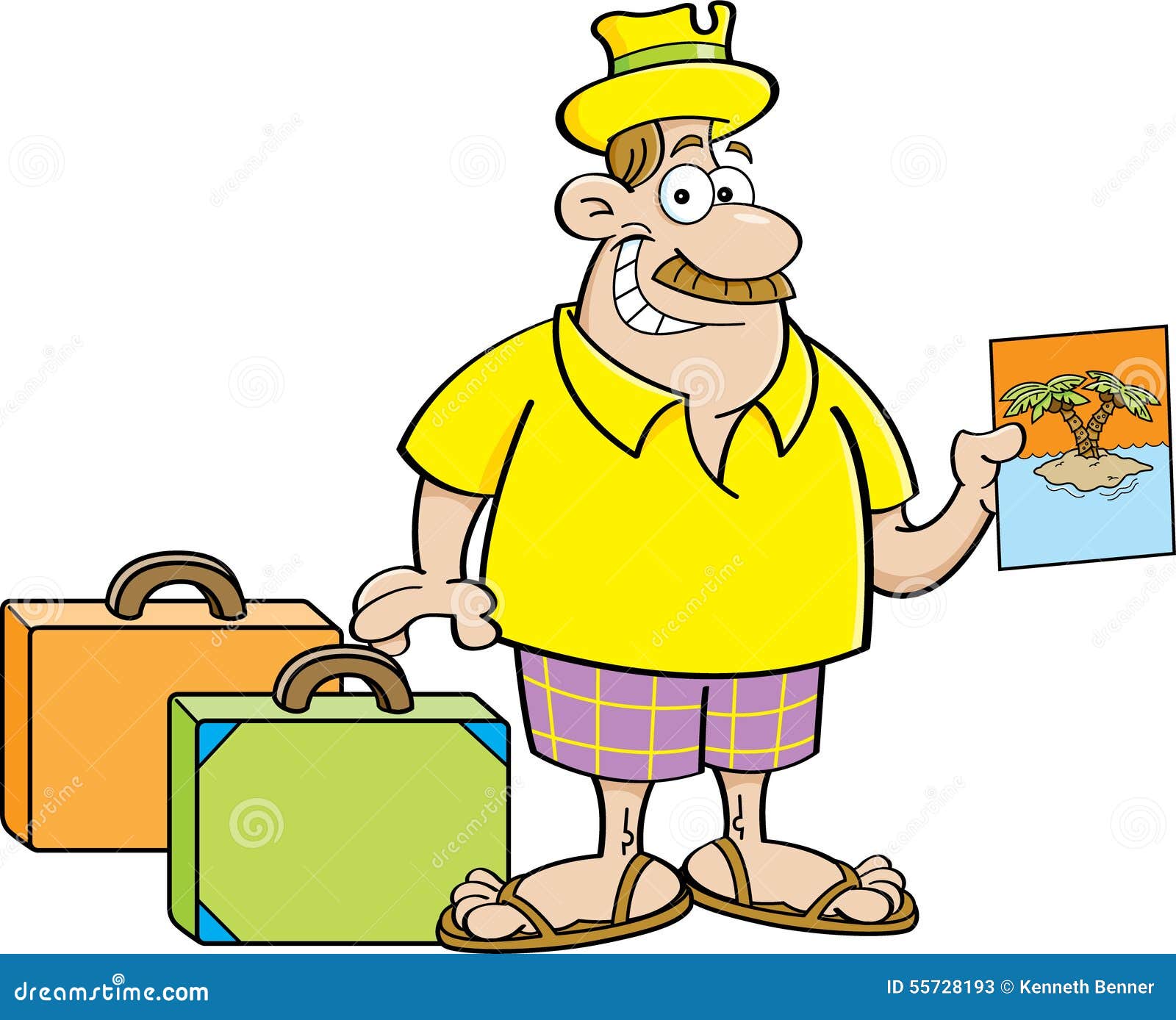 Cartoon Man With Suitcases. Stock Vector - Image: 55728193