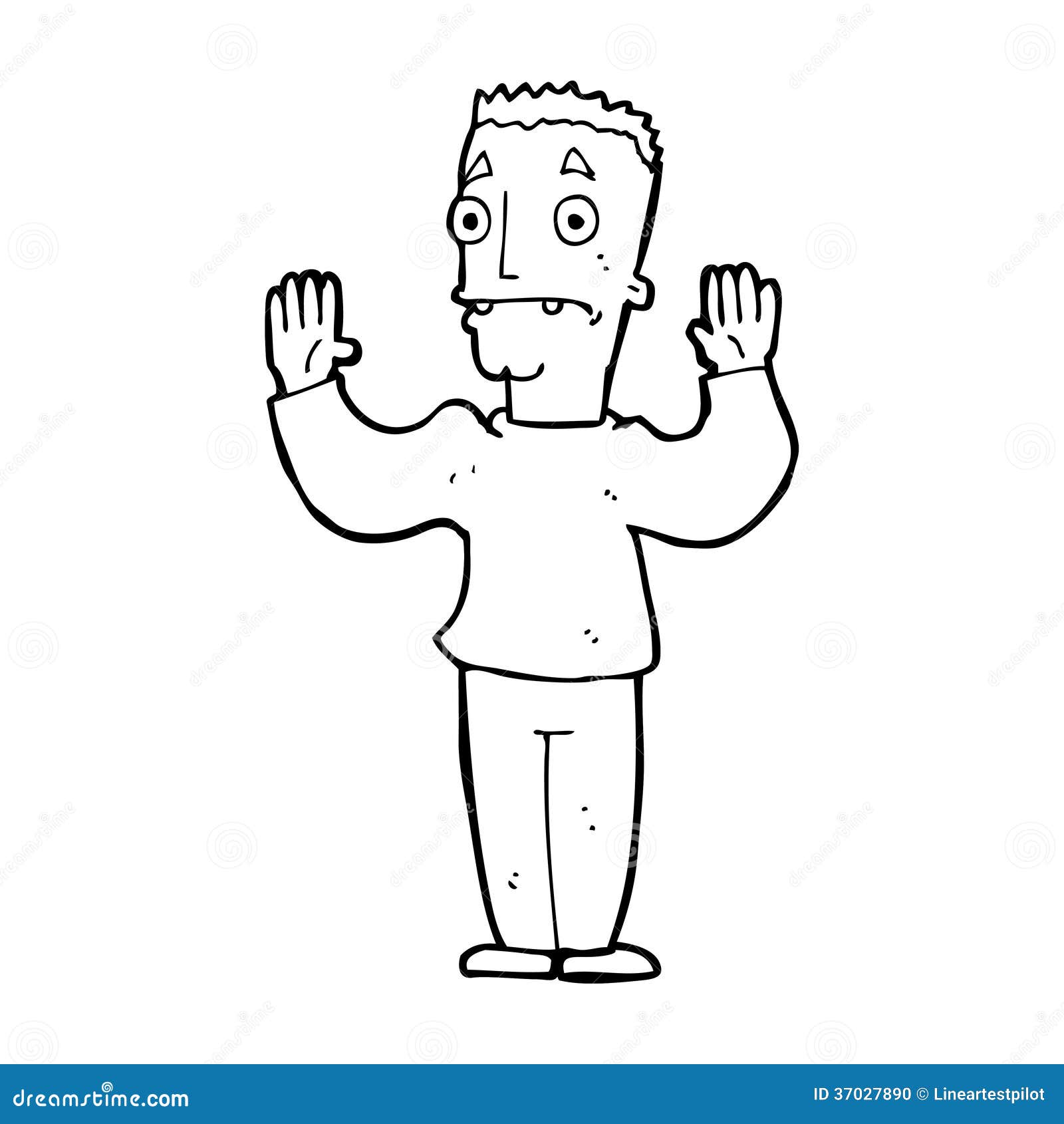 Cartoon man surrendering stock illustration. Illustration of giving ...