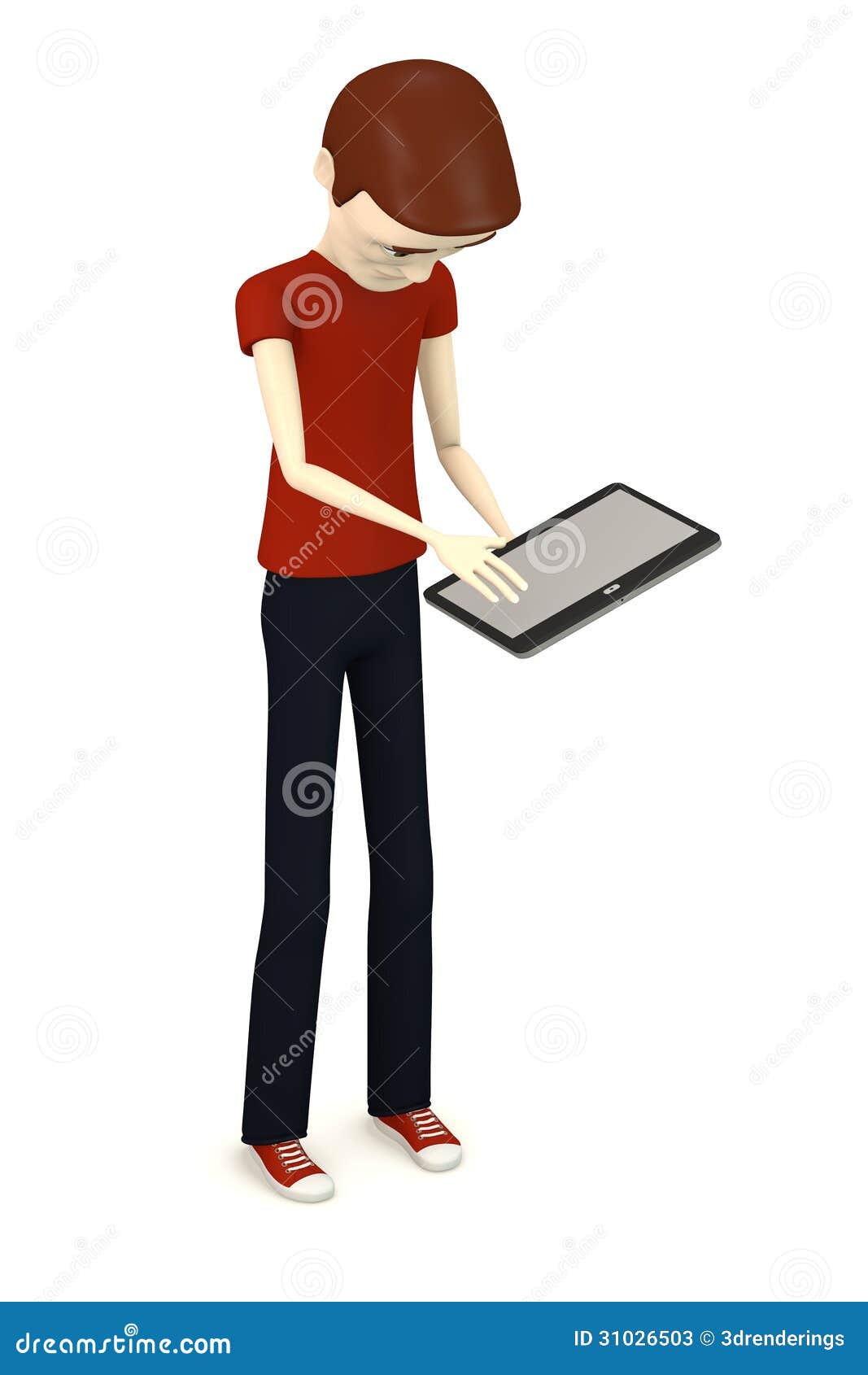 Cartoon man with tablet stock illustration. Illustration of toon - 31026503