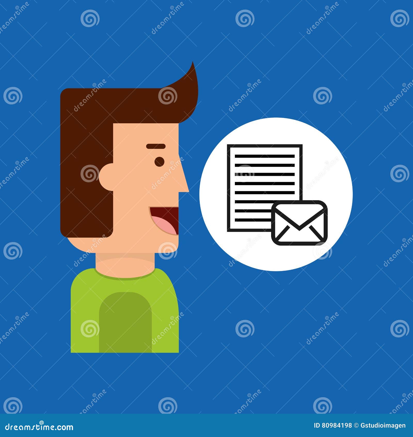 Cartoon Man Tablet Email Letter Document Stock Vector - Illustration of ...
