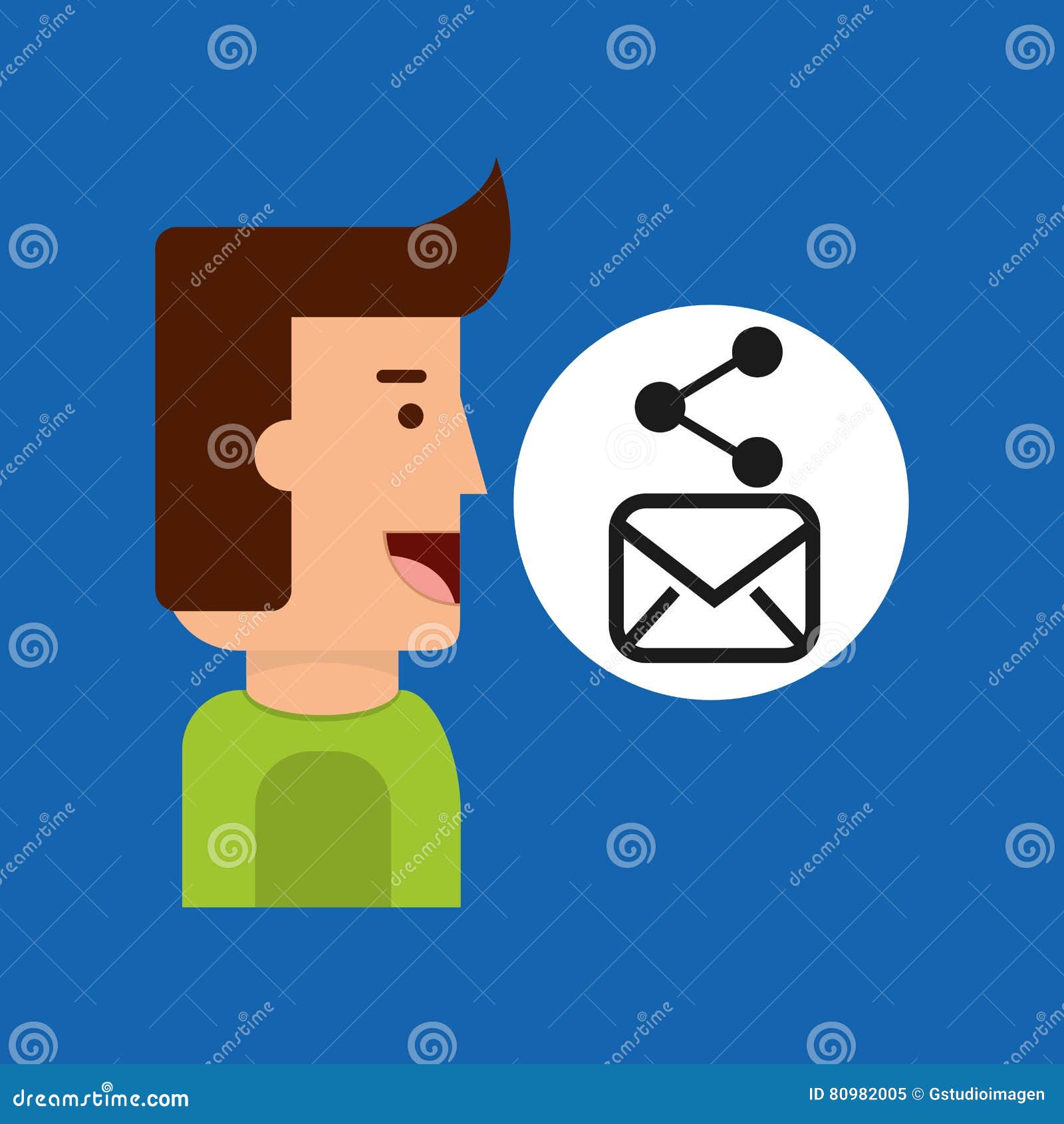 Cartoon Man Tablet Email Message Sharing Stock Vector - Illustration of ...