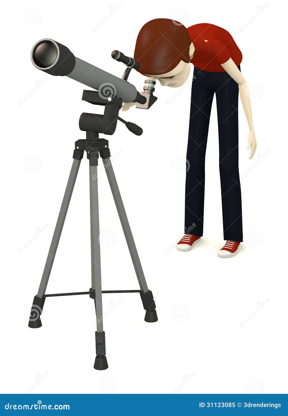 Cartoon man with telescope stock illustration. Illustration of tripod ...