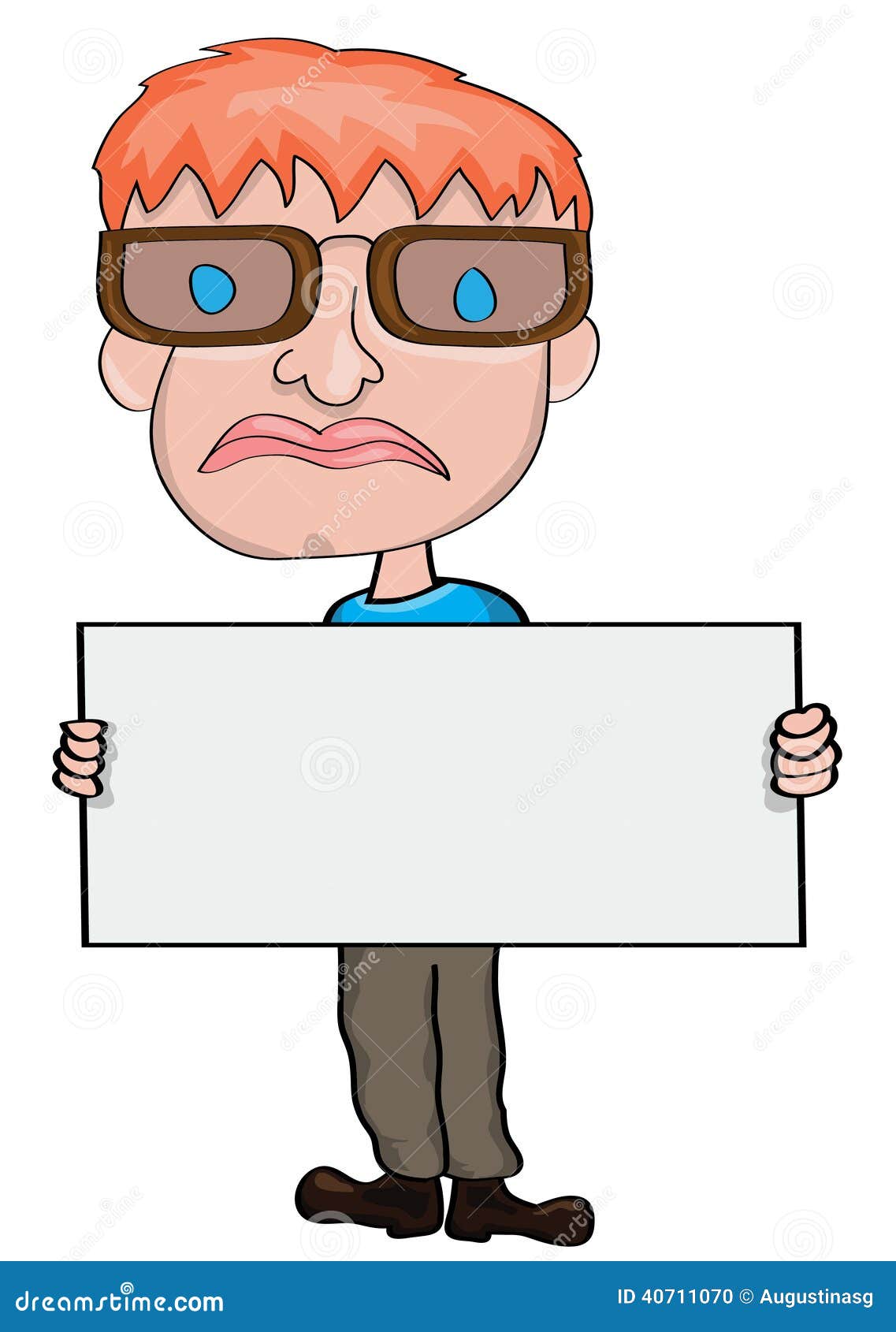 Cartoon Man with a Text Board Stock Illustration - Illustration of ...