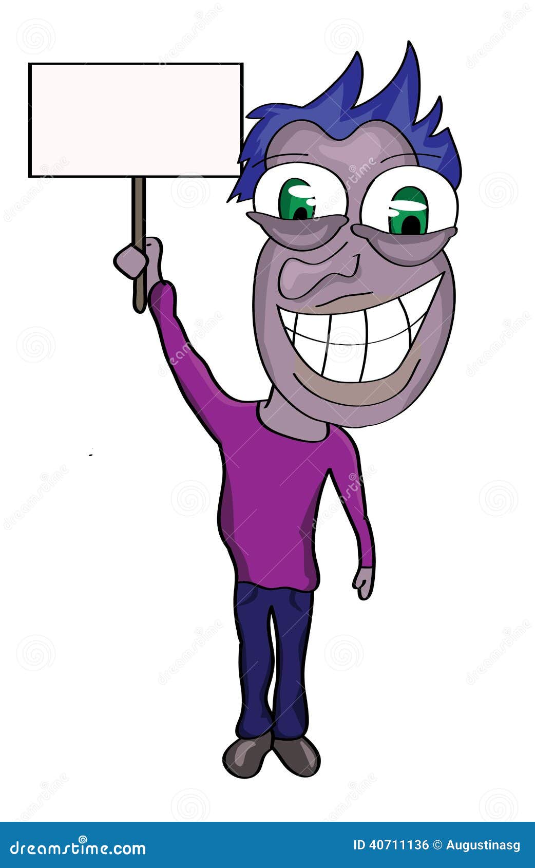 Cartoon Man with a Text Board Stock Illustration - Illustration of ...