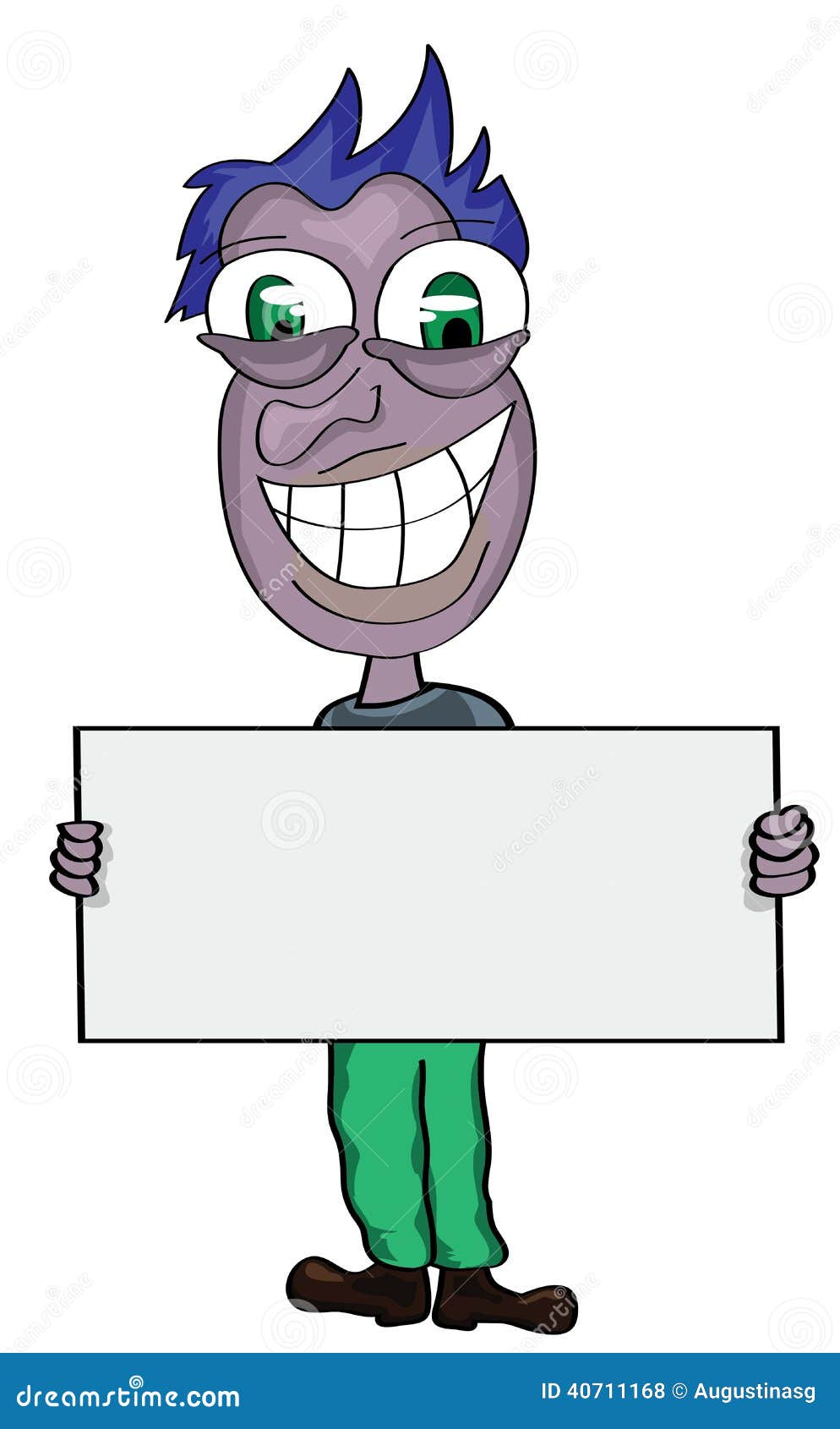 Cartoon Man with a Text Board Stock Illustration - Illustration of ...