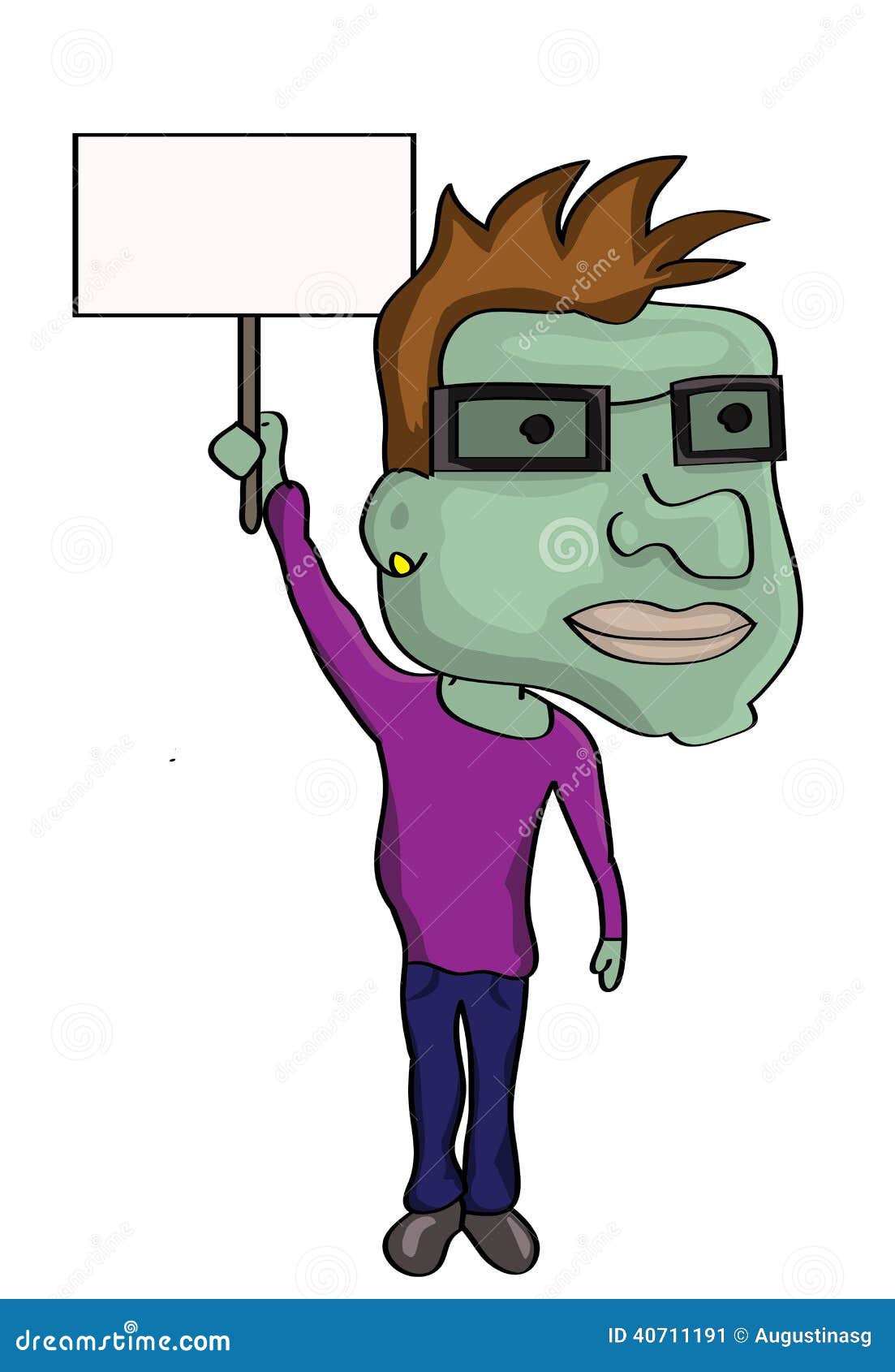 Cartoon Man with a Text Board Stock Illustration - Illustration of ...