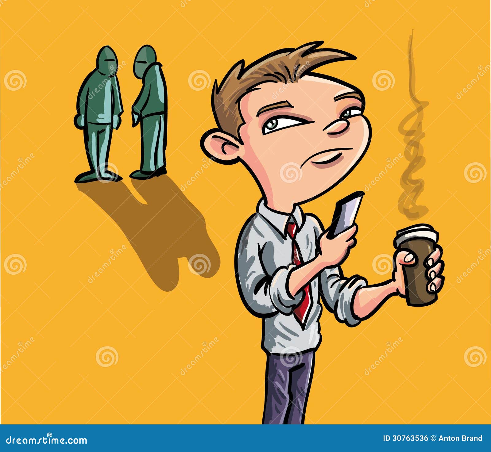 Cartoon Man Texting on Smartphone Stock Illustration - Illustration of ...