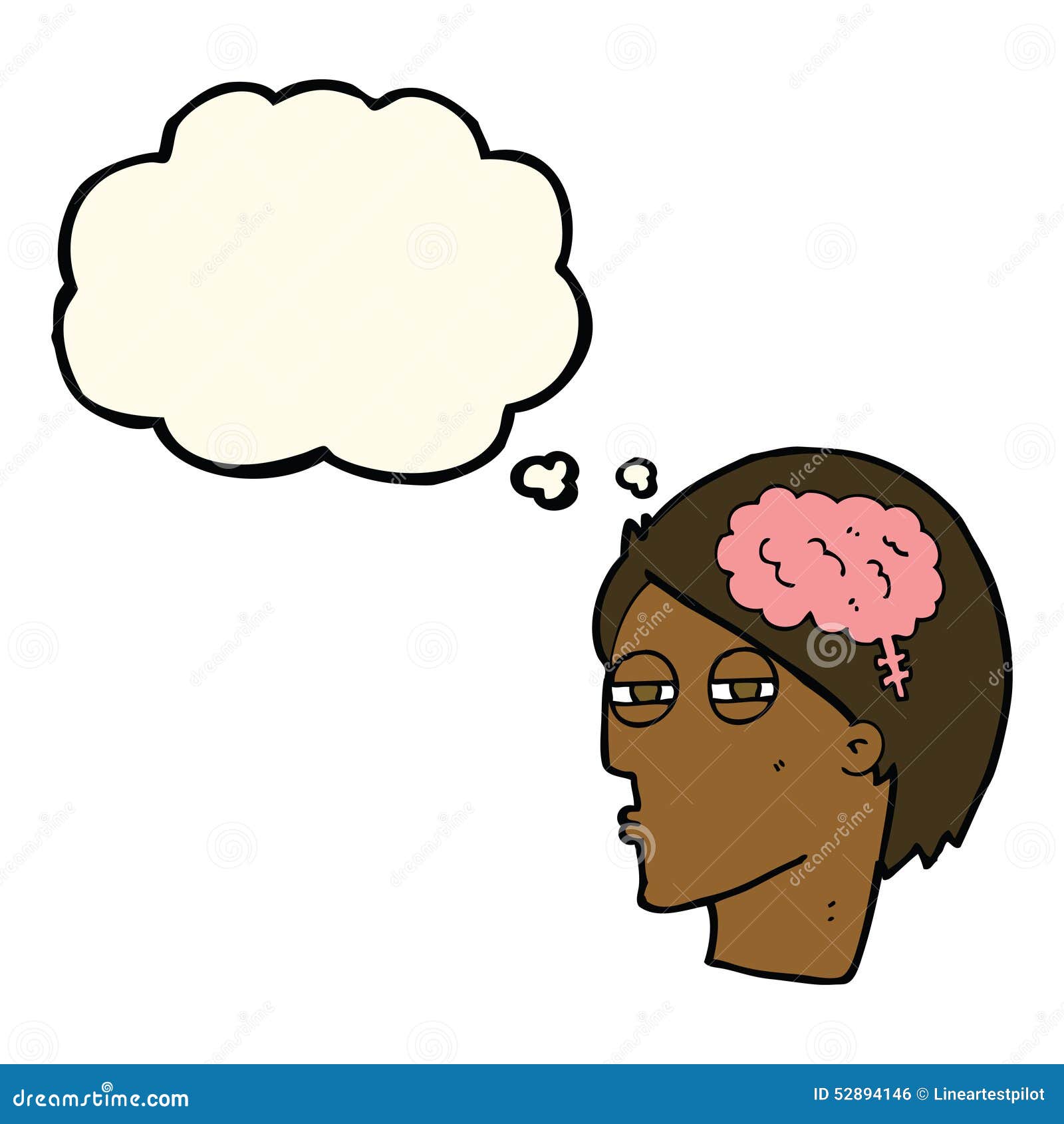 Cartoon Man Thinking Carefully with Thought Bubble Stock Illustration ...