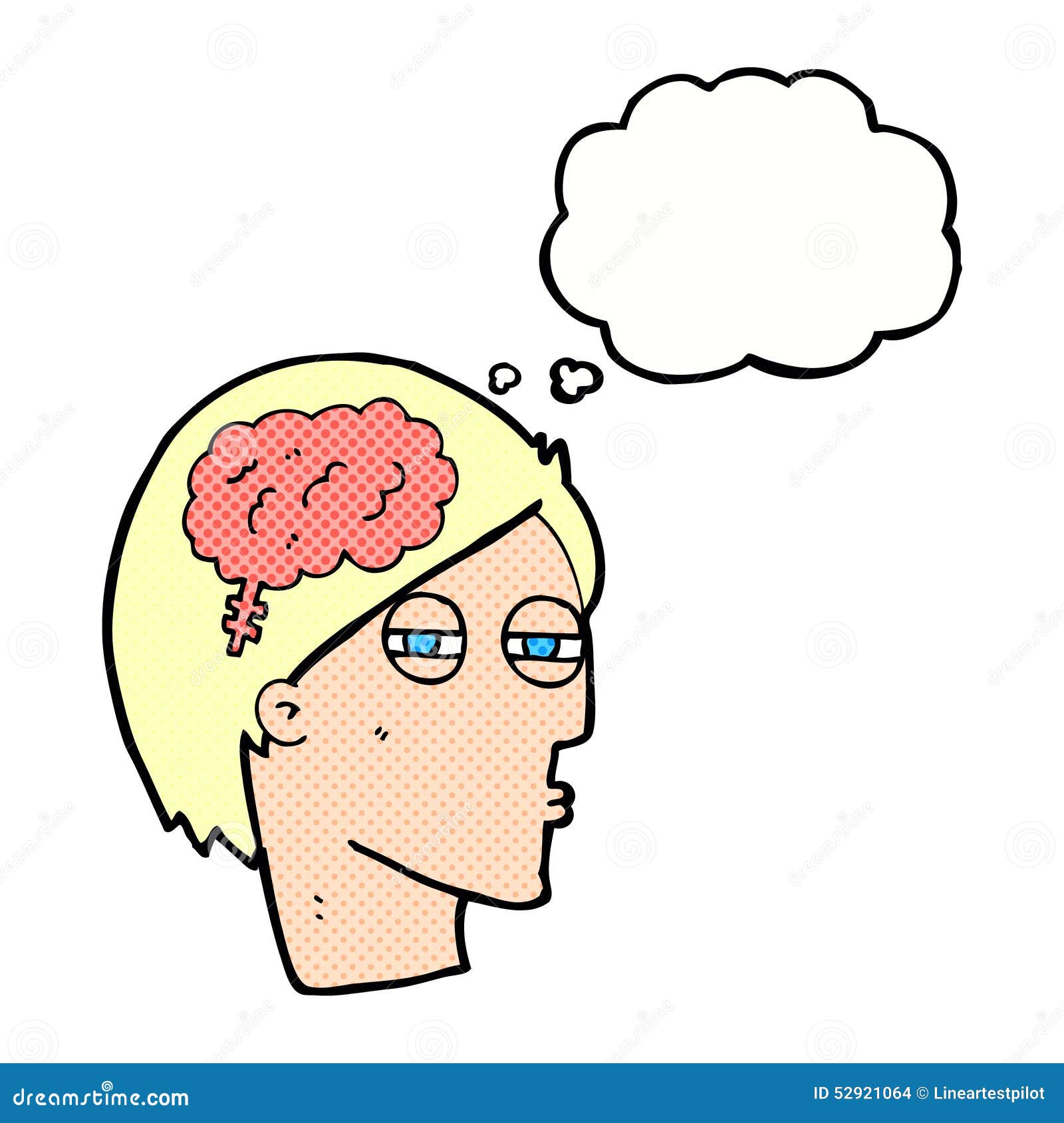 Cartoon Man Thinking Carefully with Thought Bubble Stock Illustration ...