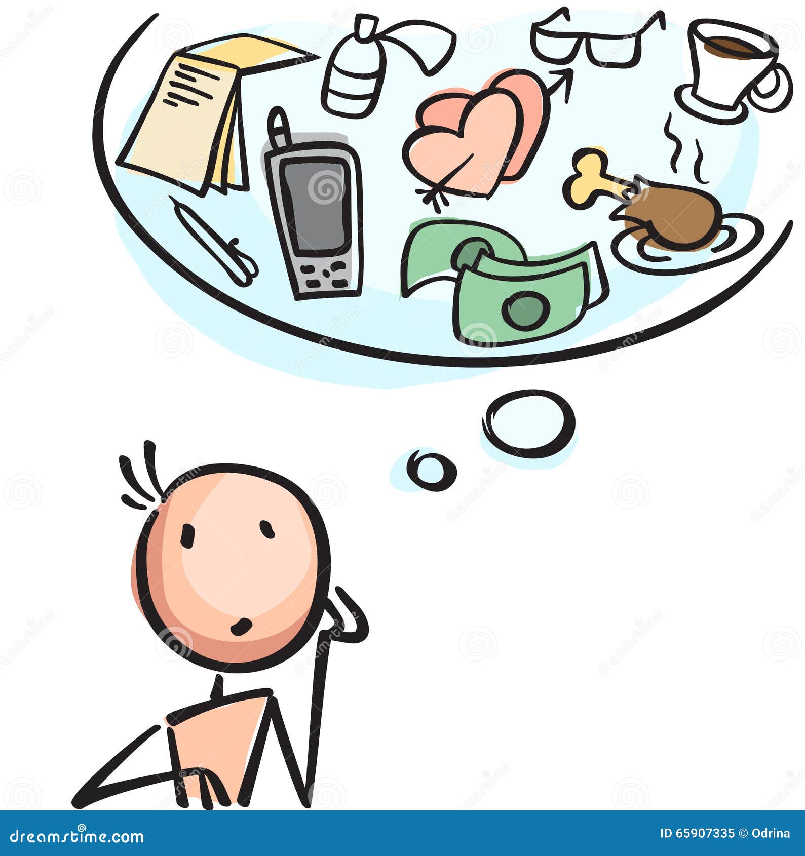 Cartoon Man Thought about Everything Stock Vector - Illustration of ...