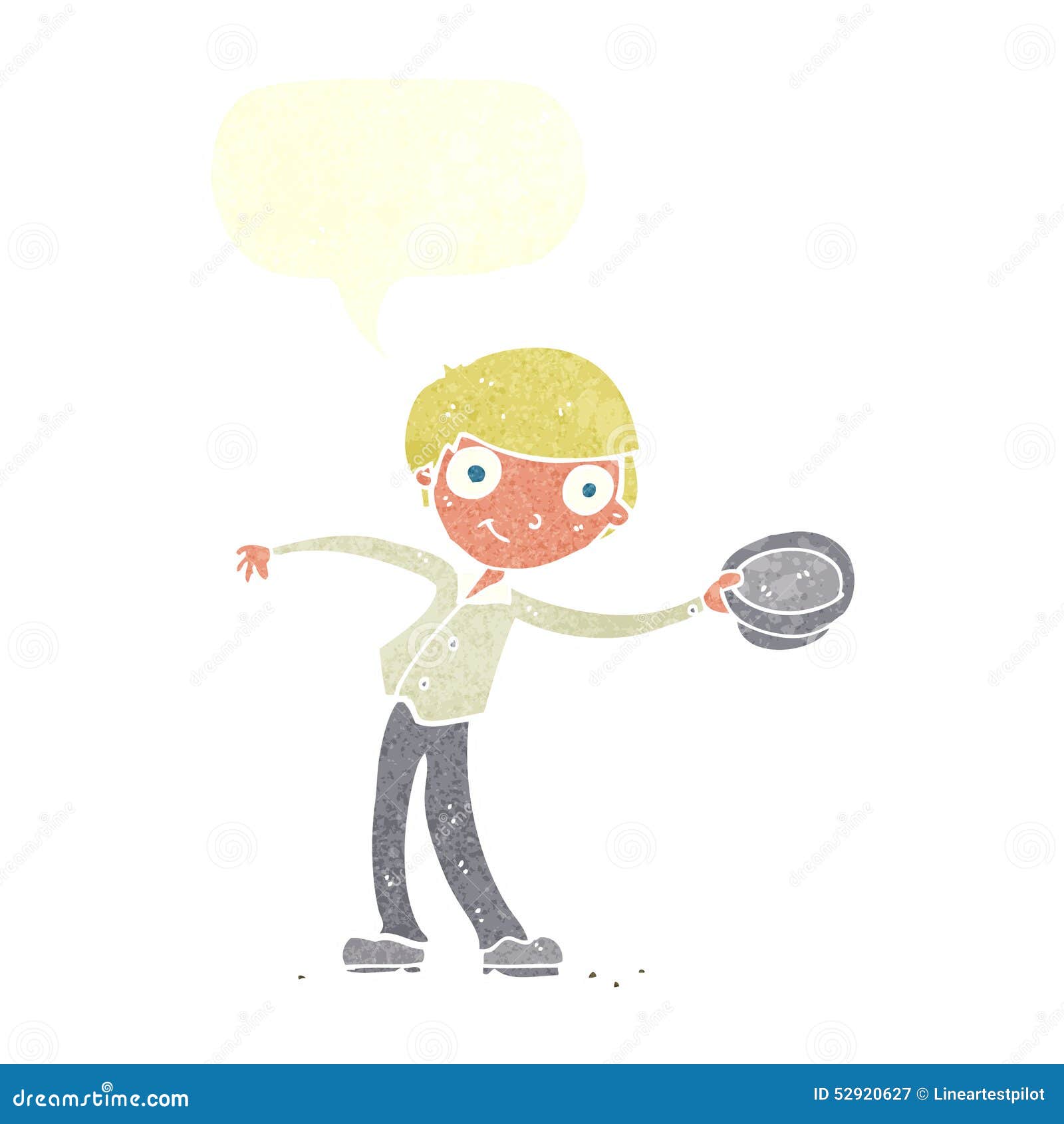 Cartoon Man Tipping Hat with Speech Bubble Stock Illustration ...