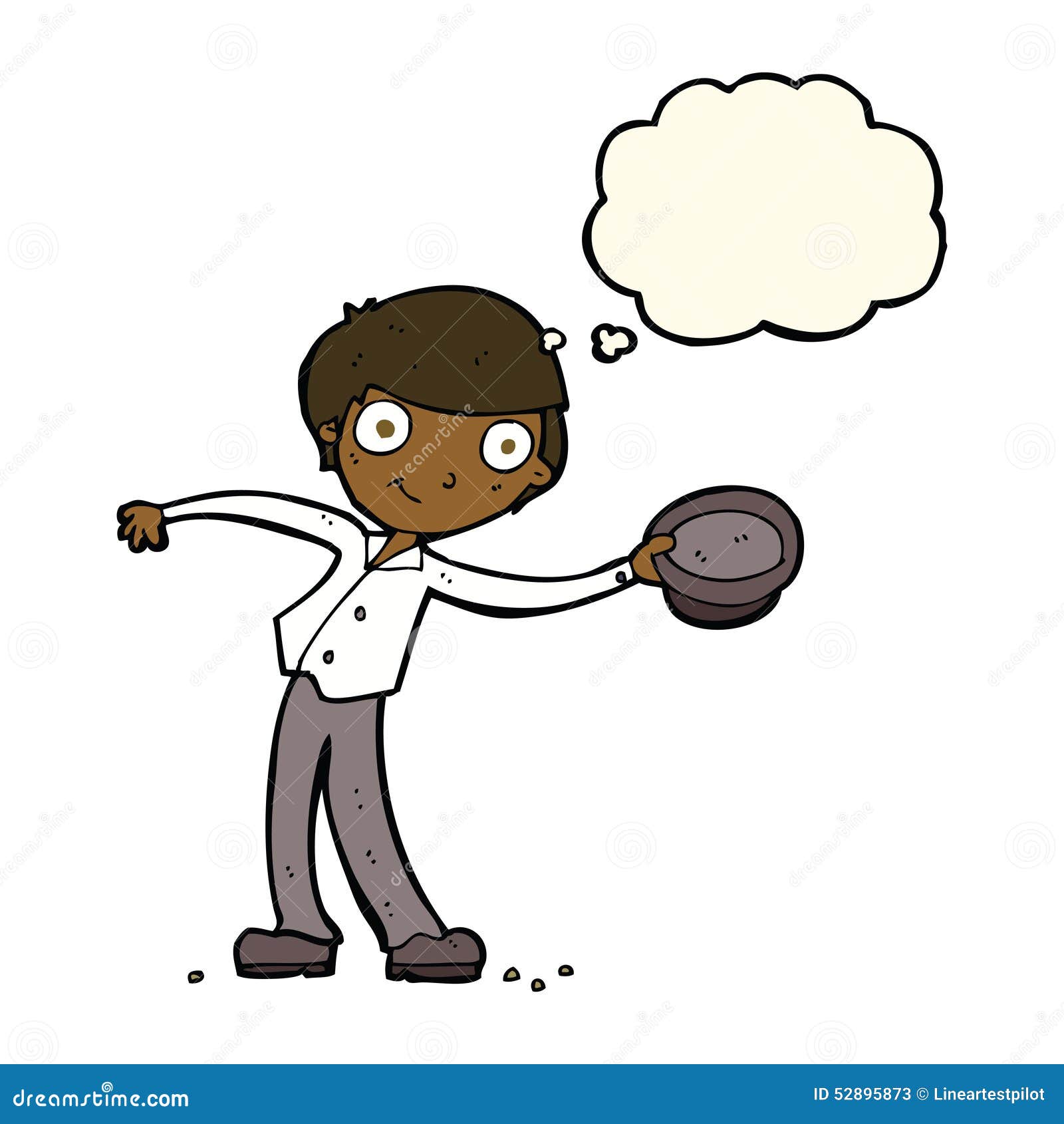 Cartoon Man Tipping Hat with Thought Bubble Stock Illustration ...