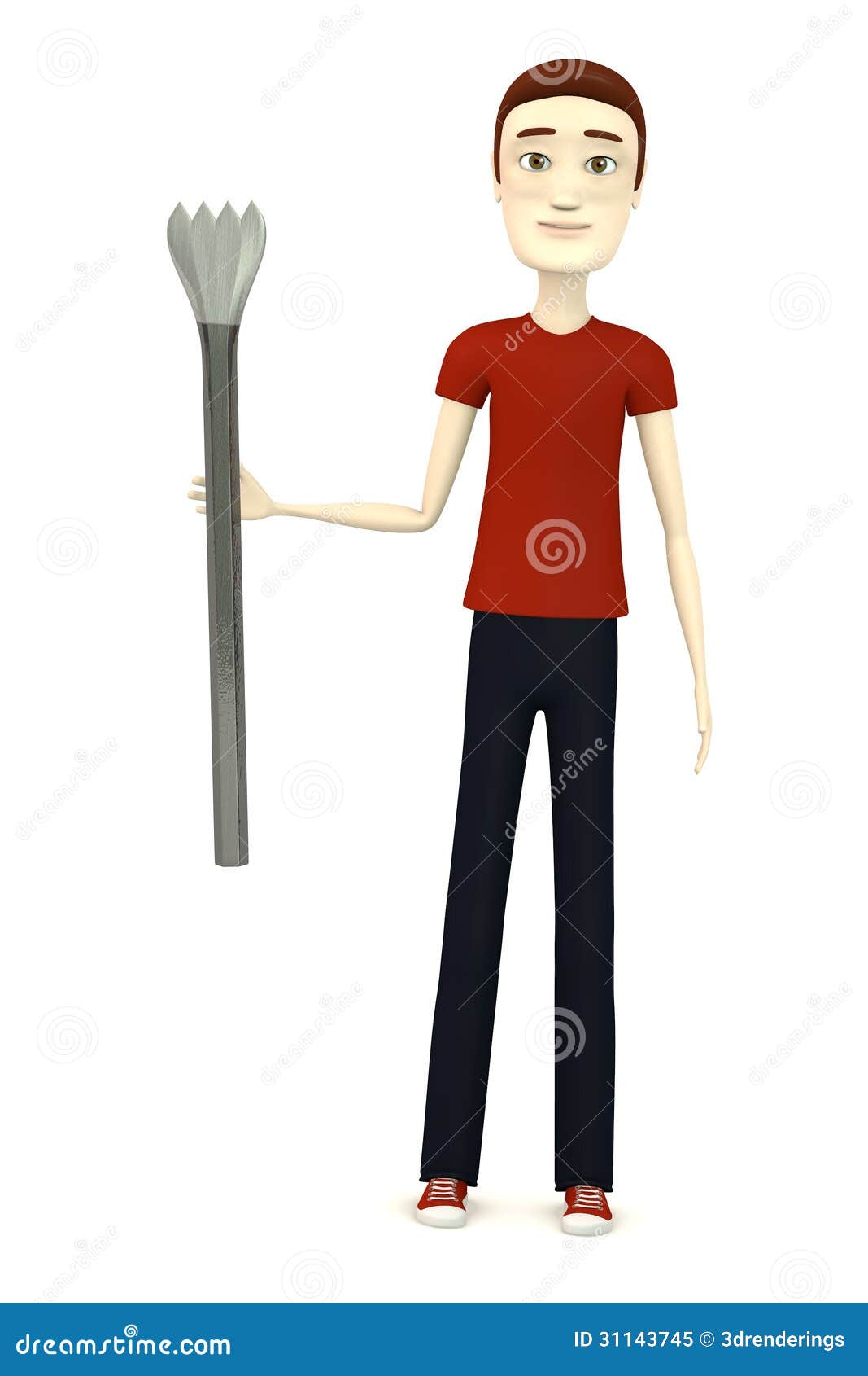 Cartoon Man with Tool for Work with Stone Stock Illustration ...