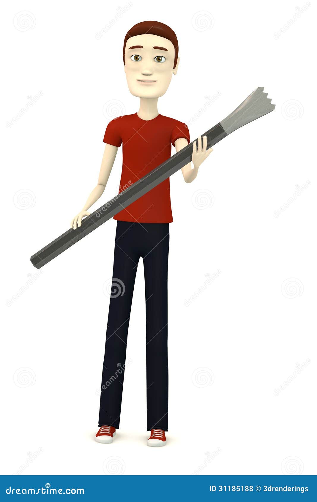 Cartoon Man with Tool for Work with Stone Stock Illustration ...