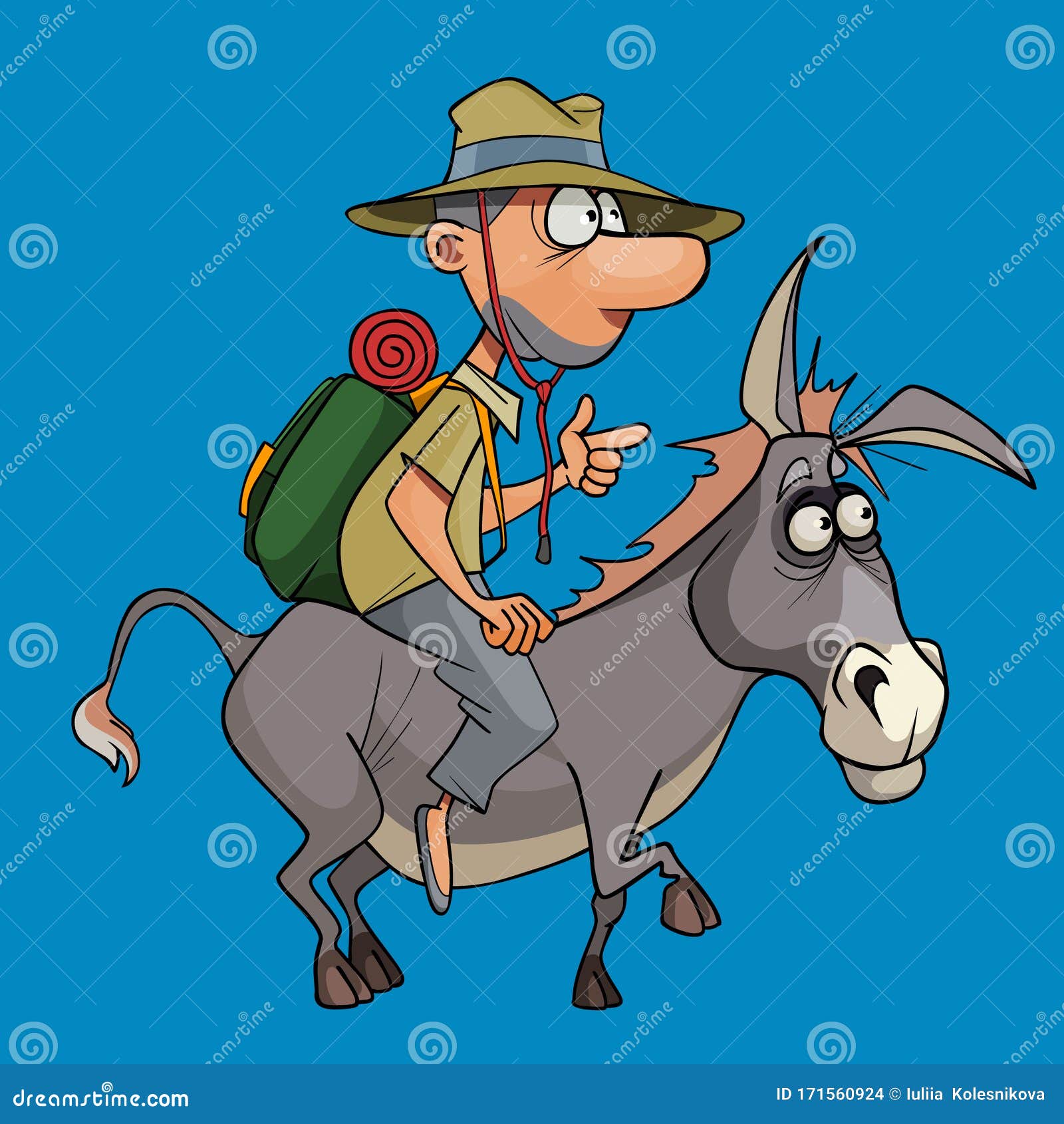 Man Riding A Donkey Icon, Cartoon Style Vector Illustration ...