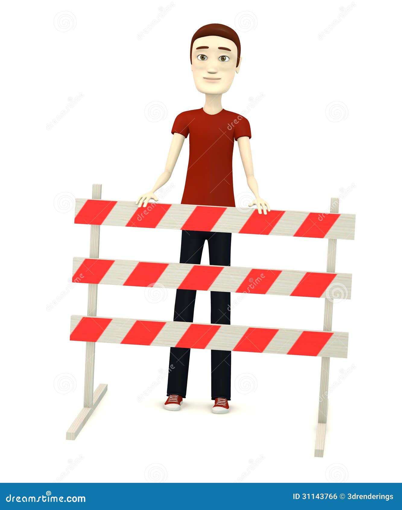 Cartoon Man With Traffic Barrier Royalty-Free Stock Image ...