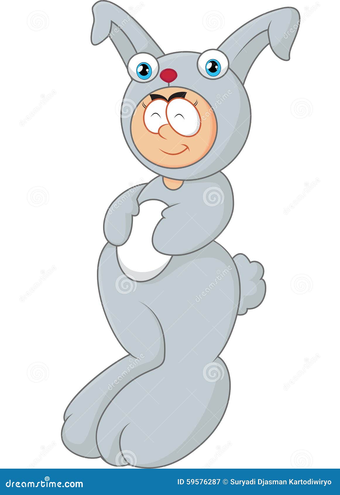 Cartoon Man Using a Rabbit Costume Stock Vector - Illustration of smile ...