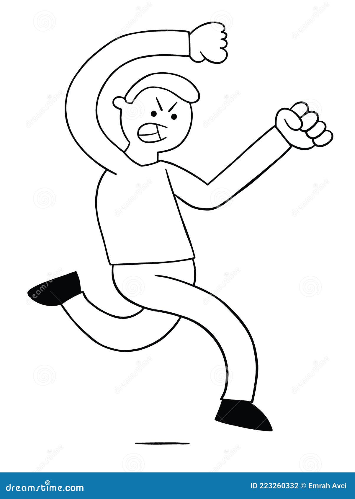 Cartoon Man is Very Angry and Chasing, Vector Illustration Stock Vector ...