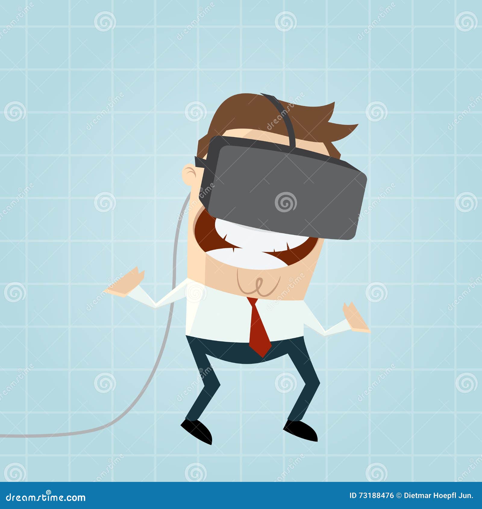Cartoon Man with Vr Glasses in Cyberspace Stock Vector - Illustration ...