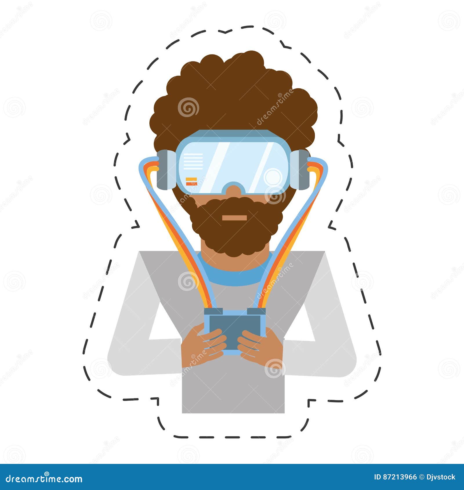 Cartoon Man with Vr Goggles Control Stock Illustration - Illustration ...