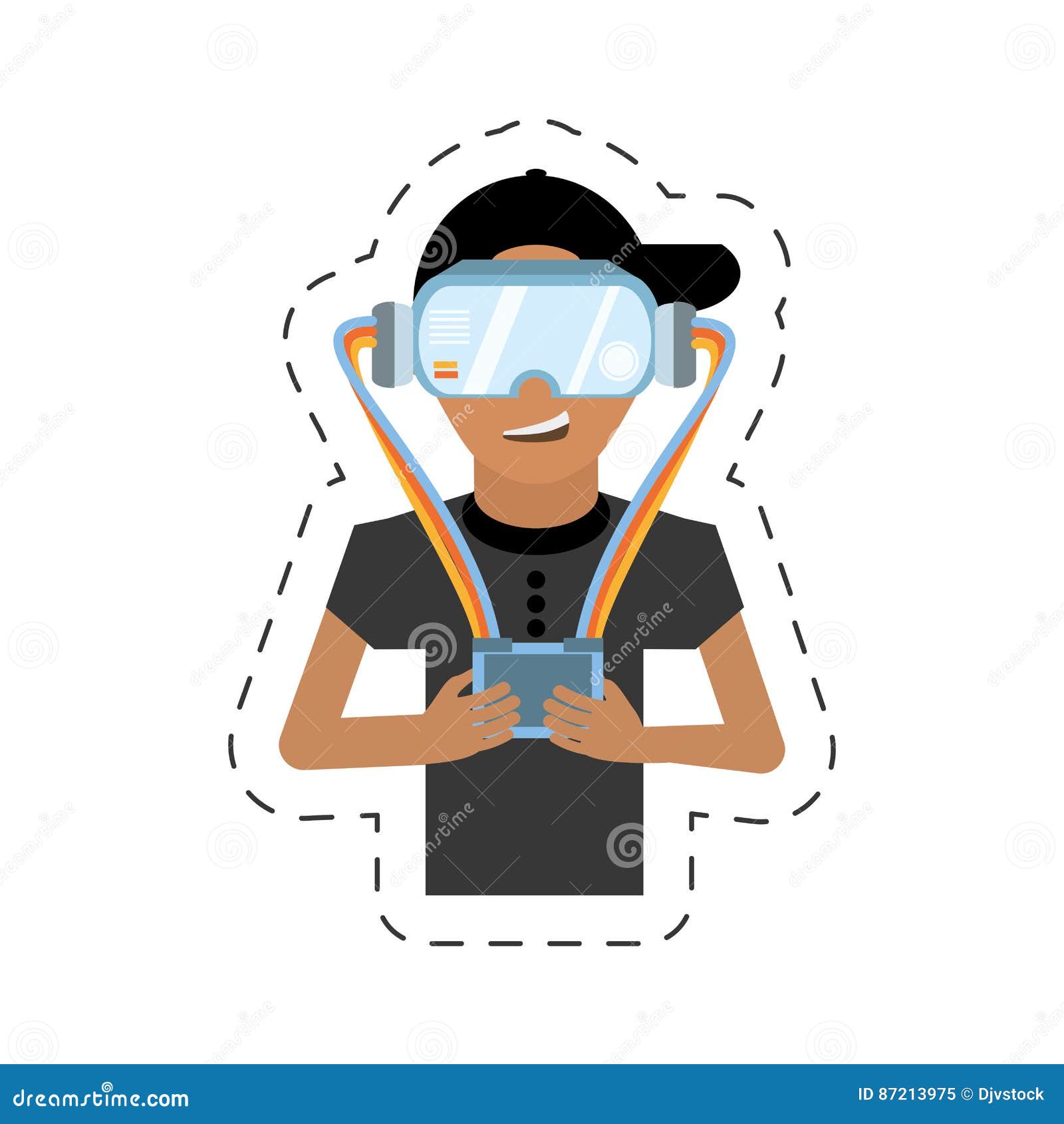 Cartoon Man with Vr Goggles Control Stock Illustration - Illustration ...