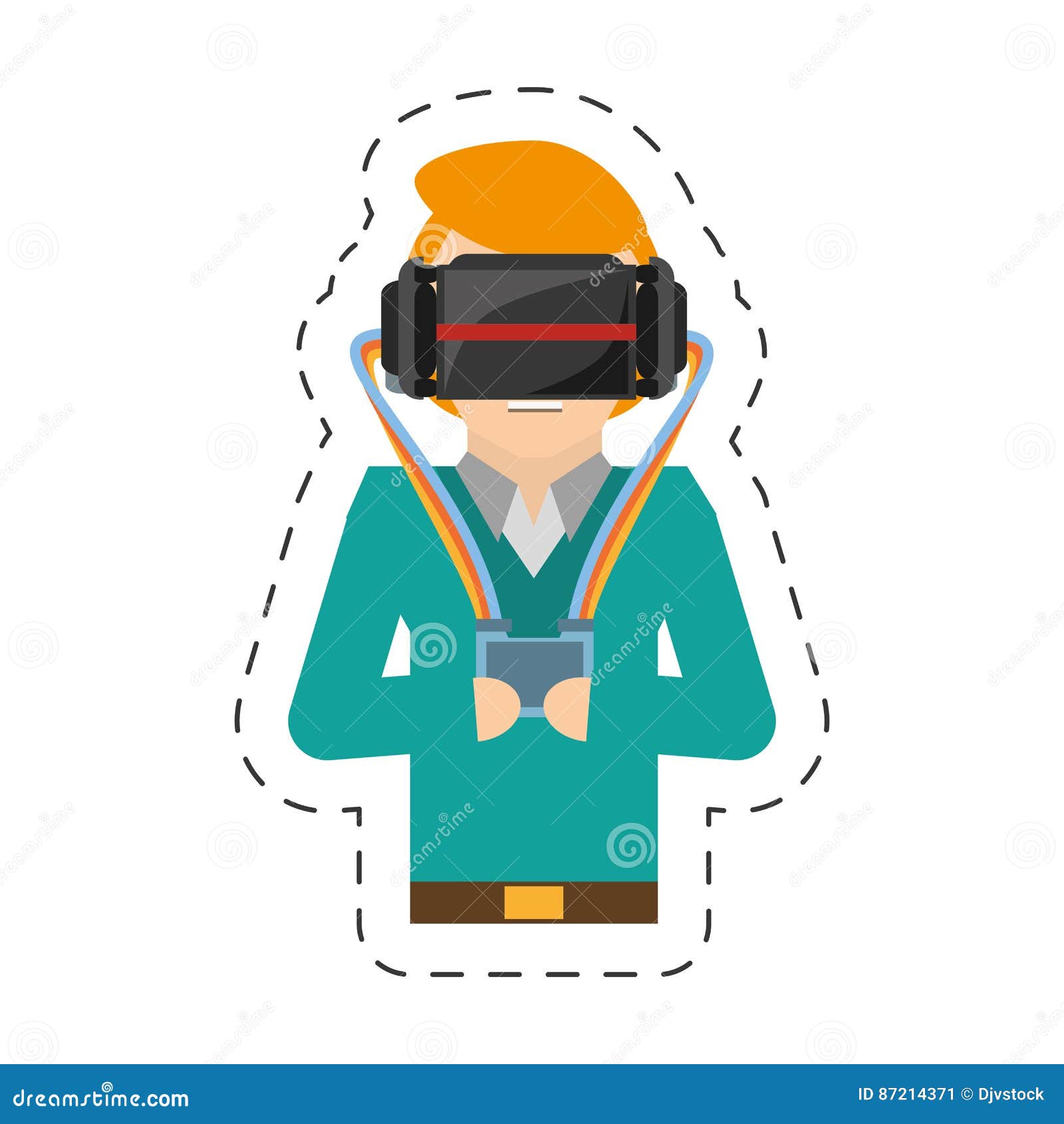 Cartoon Man with Vr Goggles Control Stock Illustration - Illustration ...
