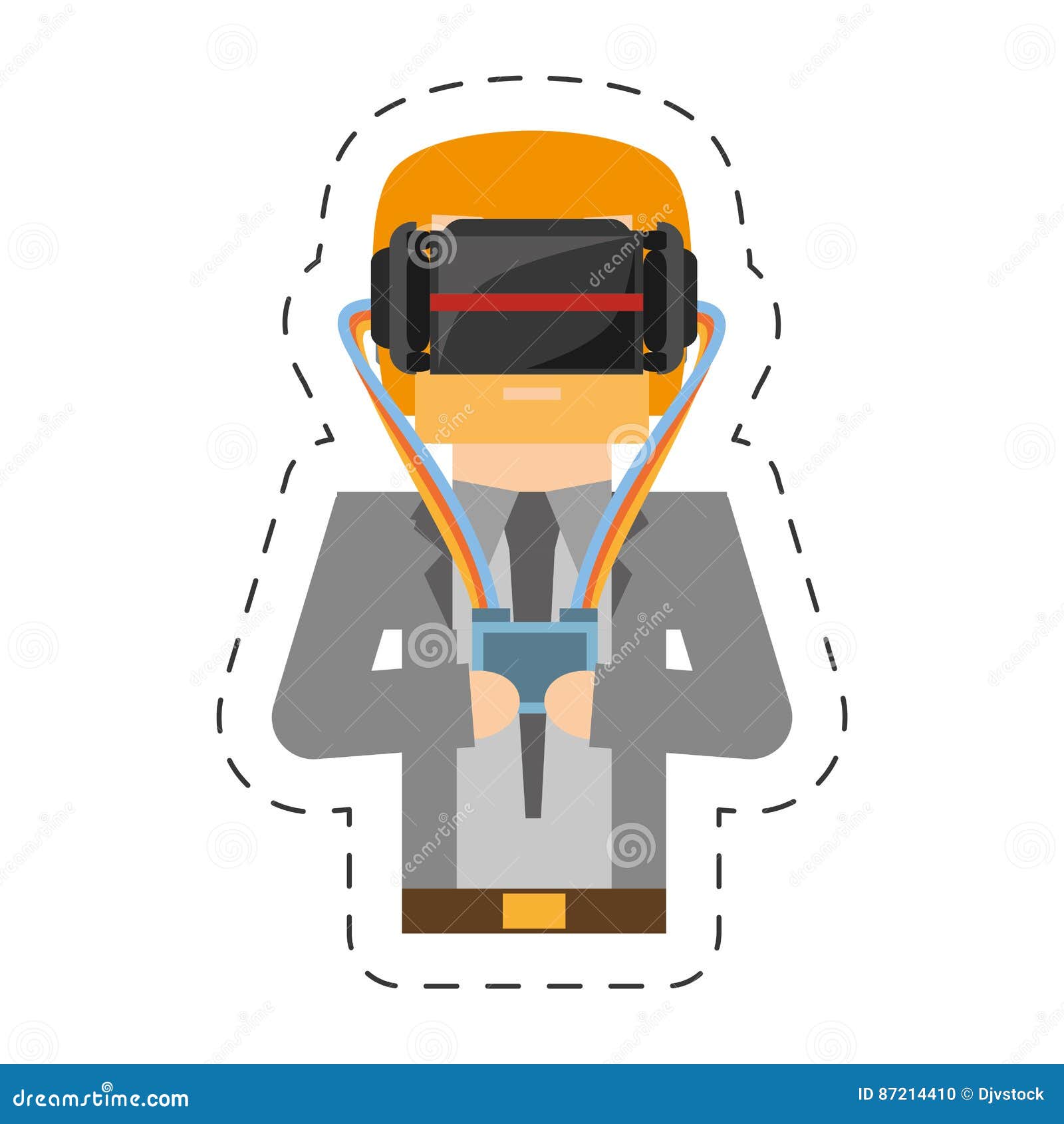 Cartoon Man with Vr Goggles Control Stock Illustration - Illustration ...