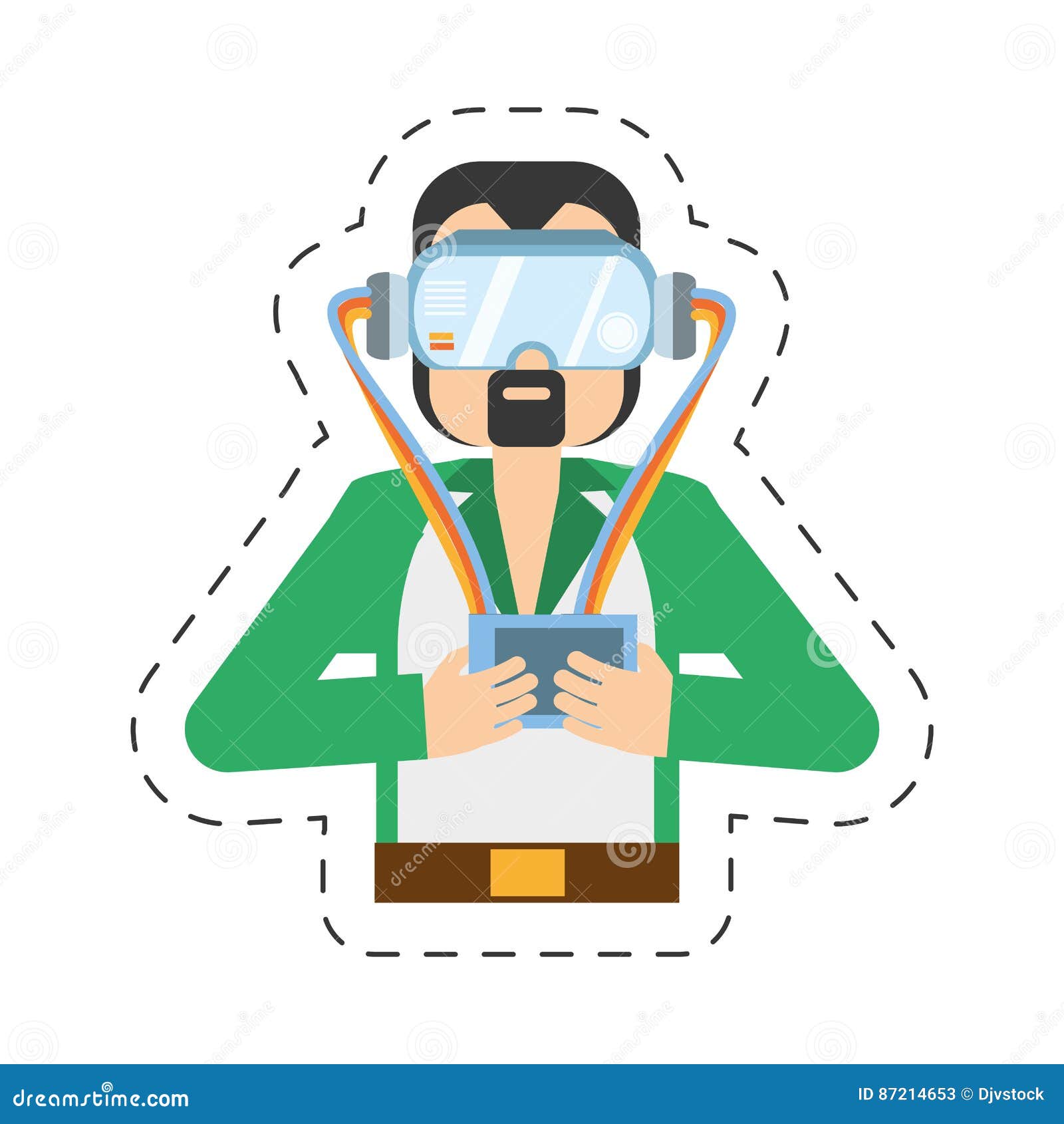Cartoon Man with Vr Goggles Control Stock Illustration - Illustration ...