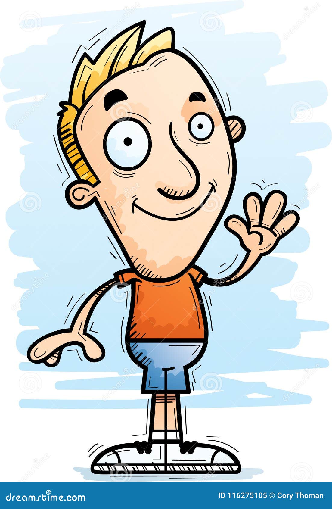 Cartoon Man Waving stock vector. Illustration of friendly - 116275105