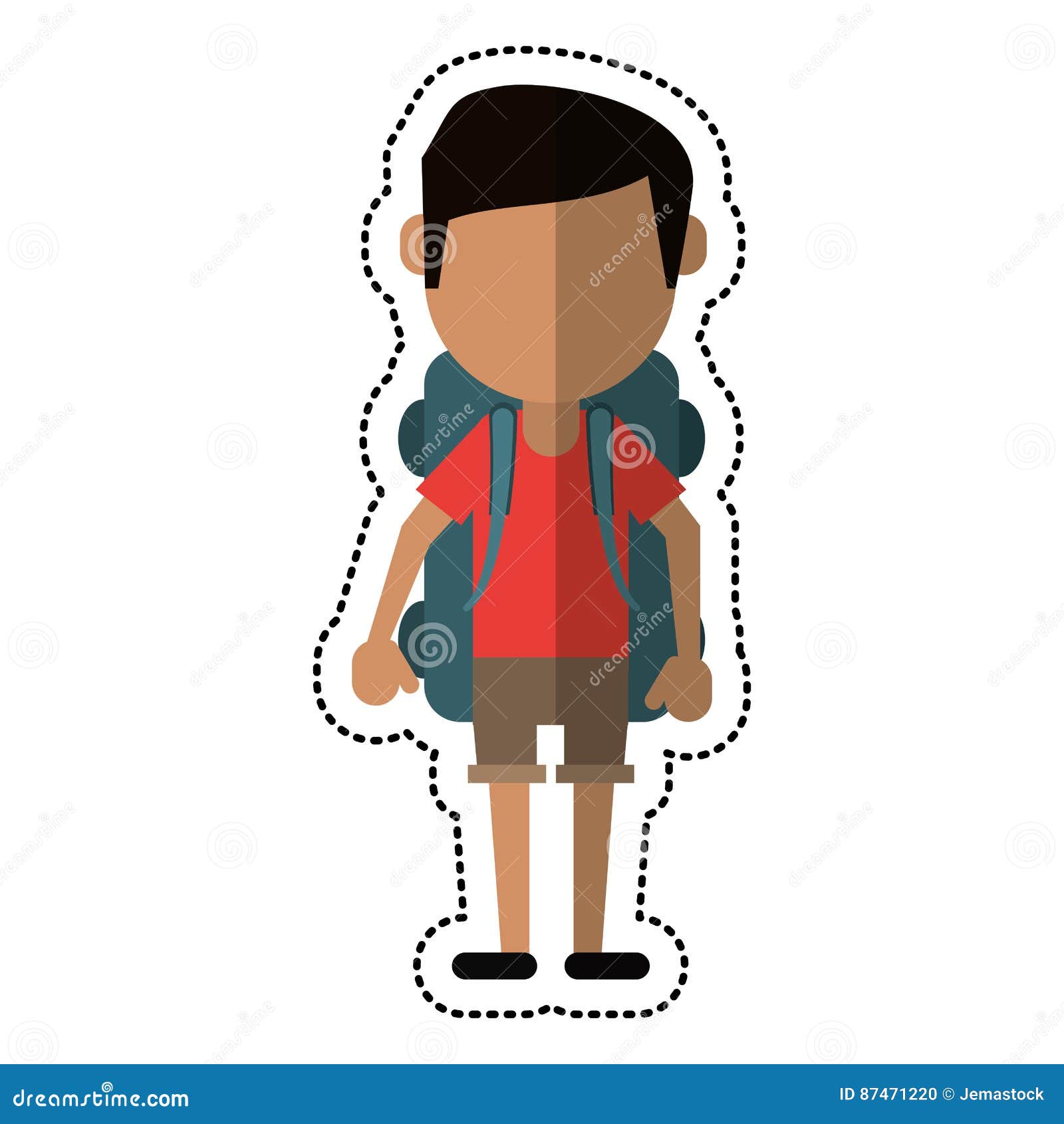 Cartoon Man Wearing Short with Backpack Travel Stock Vector ...