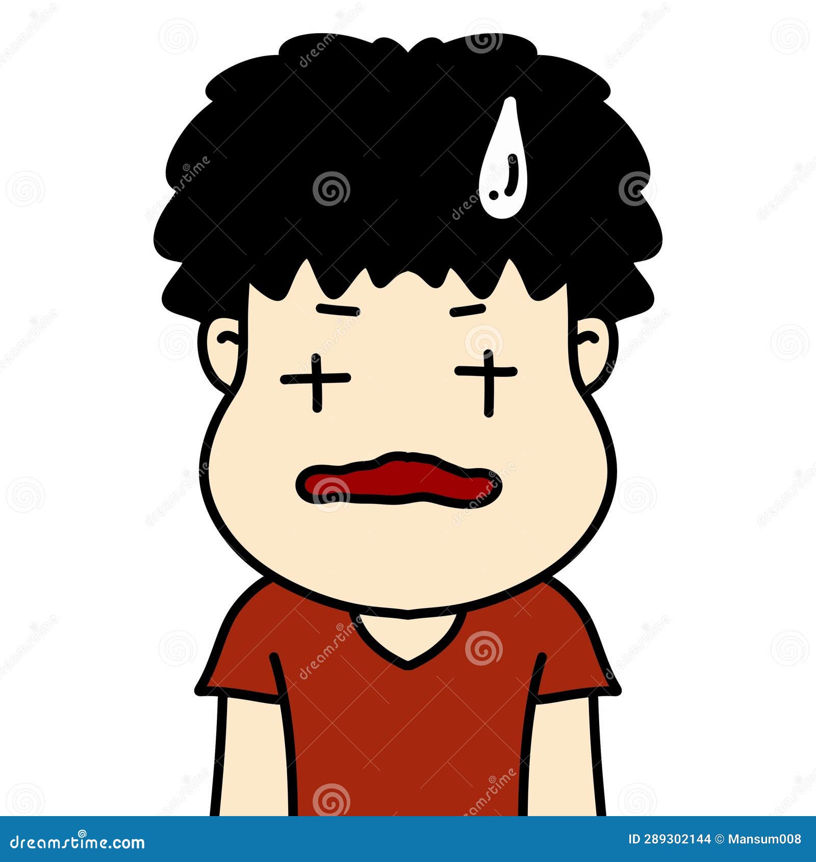 Cartoon Man Wearing Tears on White Background Stock Illustration ...