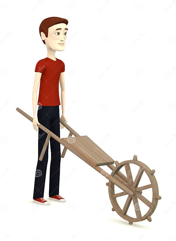Cartoon Man with Wheel Barrow Stock Illustration - Illustration of ...