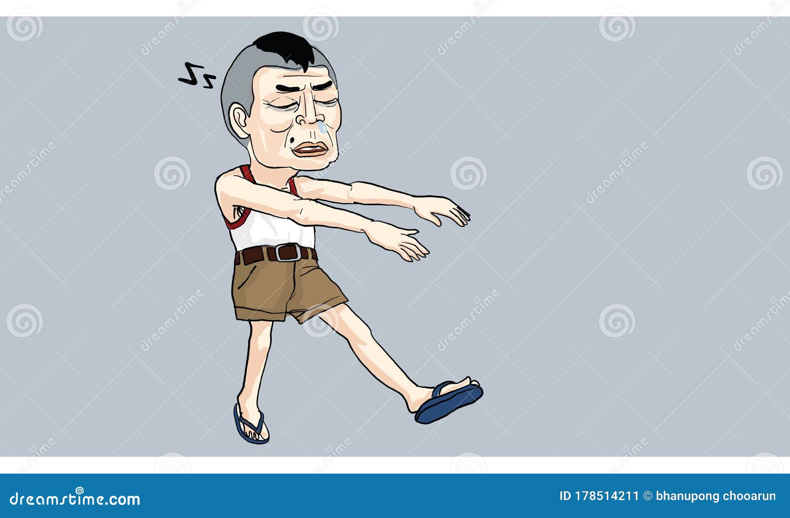 Cartoon of Man in White Suit Action Lay Down on the Floor Stock Vector ...