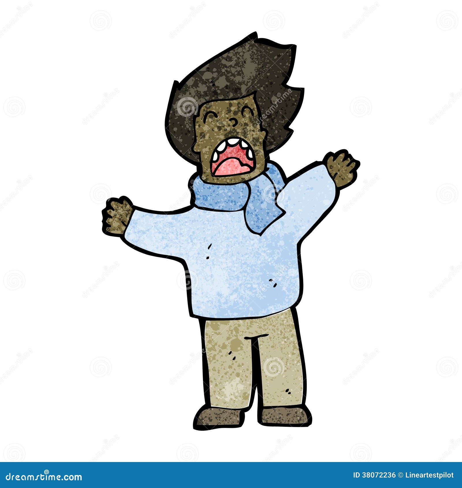 Cartoon Man In Windy Weather Vector Illustration | CartoonDealer.com ...