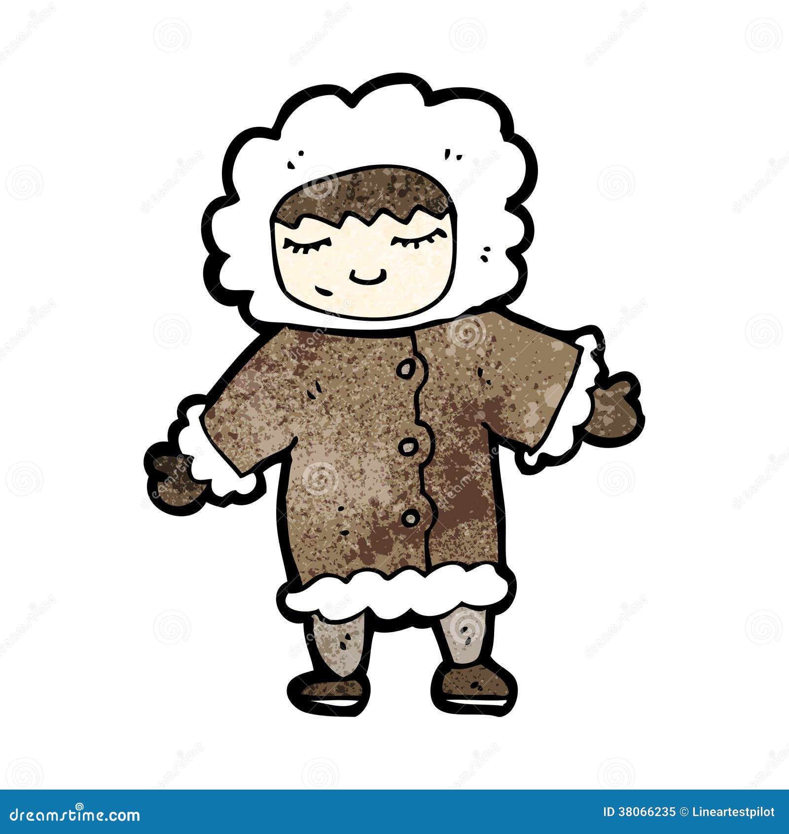 Cartoon Man in Winter Fur Coat Stock Vector - Illustration of lined ...