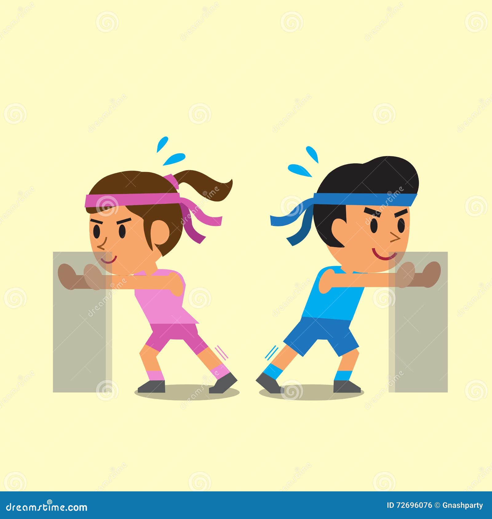 Cartoon a Man and a Woman Doing Calf Stretch Exercise Stock Vector ...