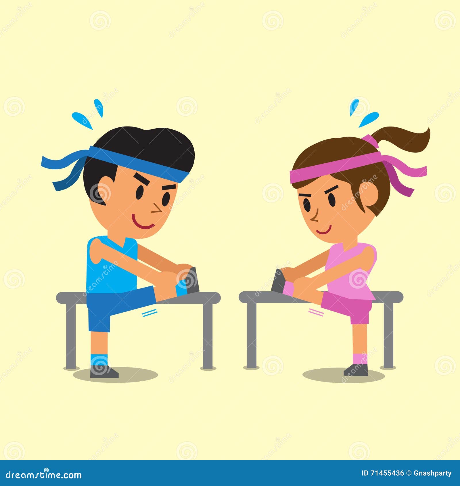 Man Doing Hamstring Stretch Hands On Floor. Flat Vector Illustration ...