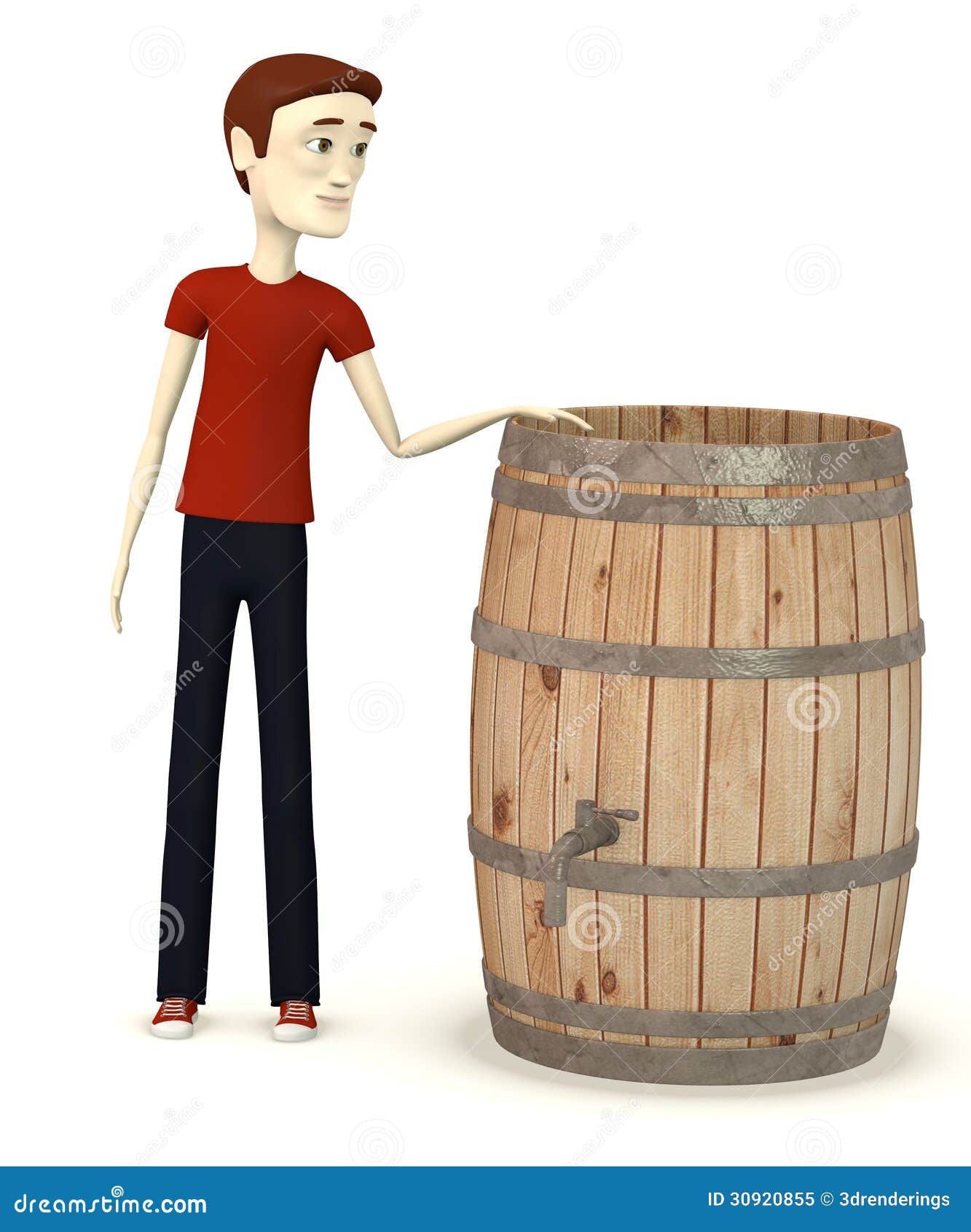 Cartoon Man with Wooden Barrel Stock Illustration - Illustration of ...