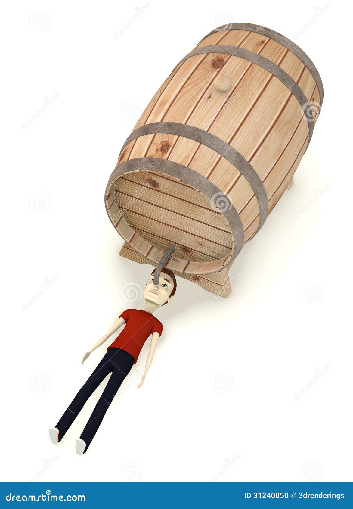 Cartoon Man with Wooden Barrel Stock Illustration - Illustration of ...