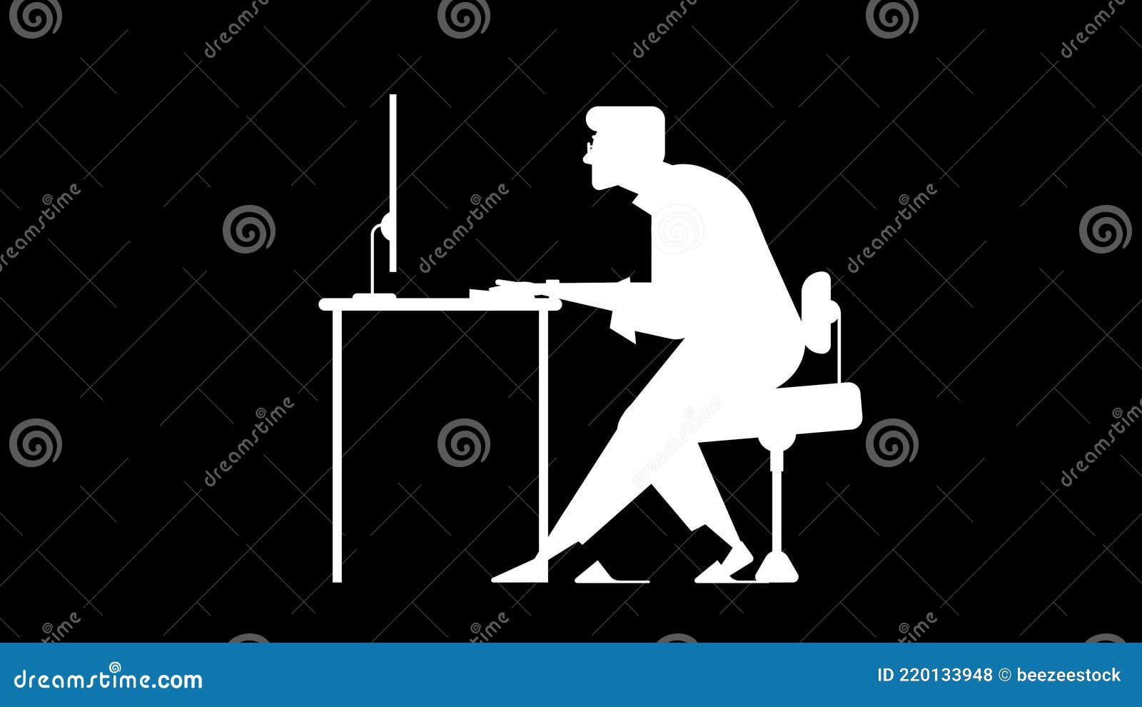 Cartoon Man Working on Computer. Stock Footage - Video of lifestyle ...