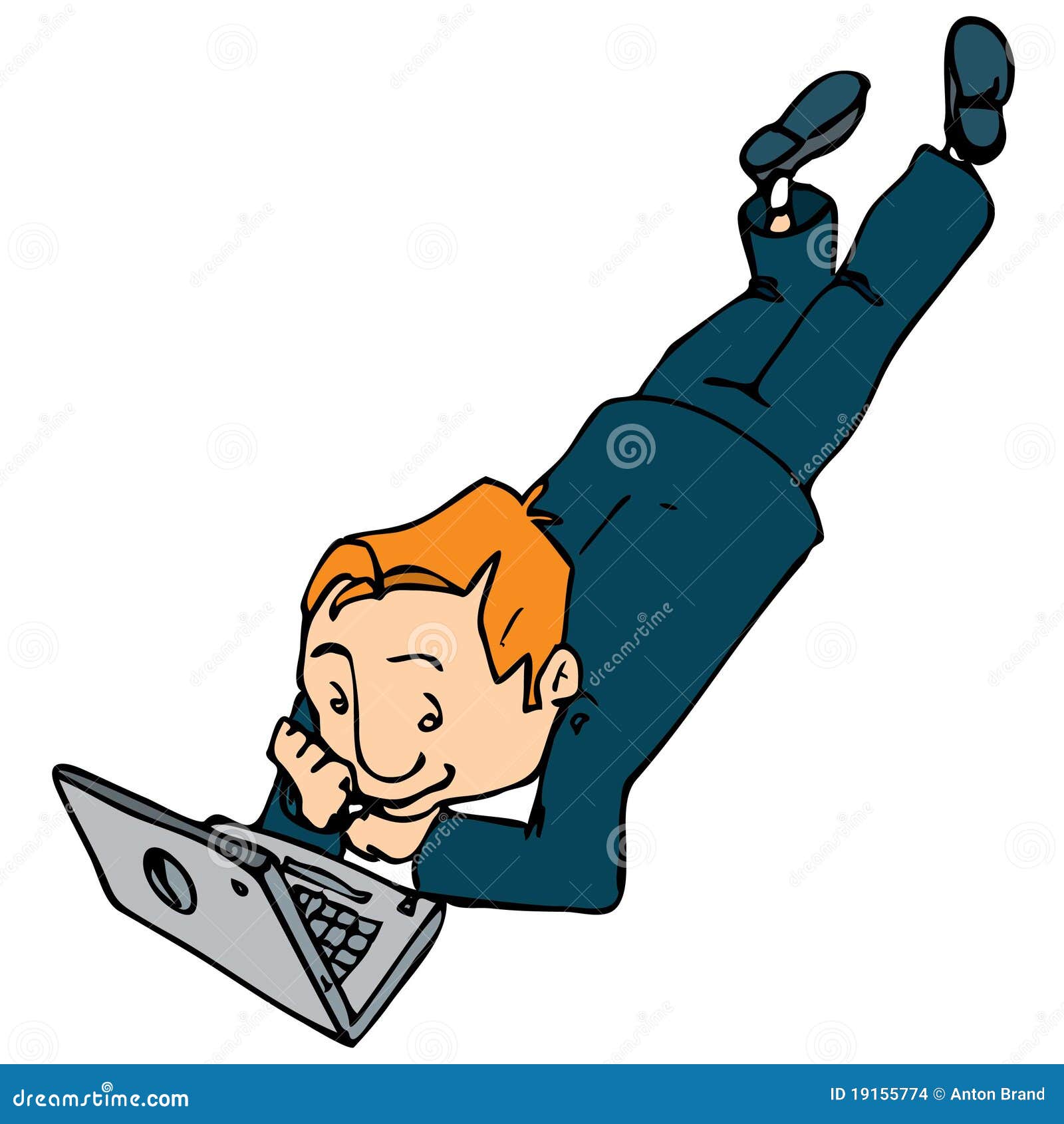 Cartoon of Man Working on a Laptop Stock Vector - Illustration of ...