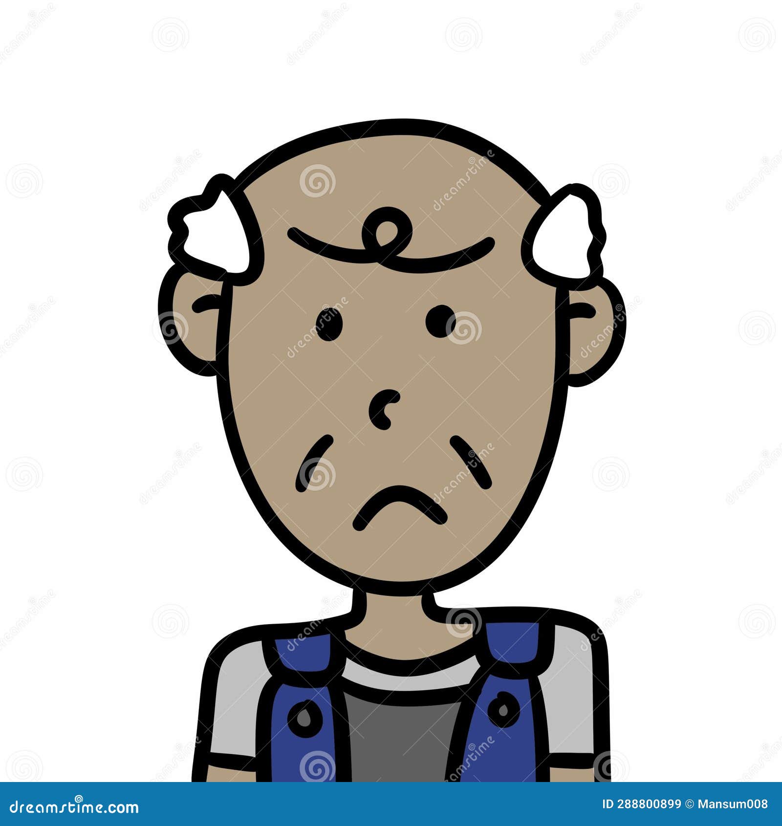 Cartoon Man with Worried Face Stock Illustration - Illustration of ...