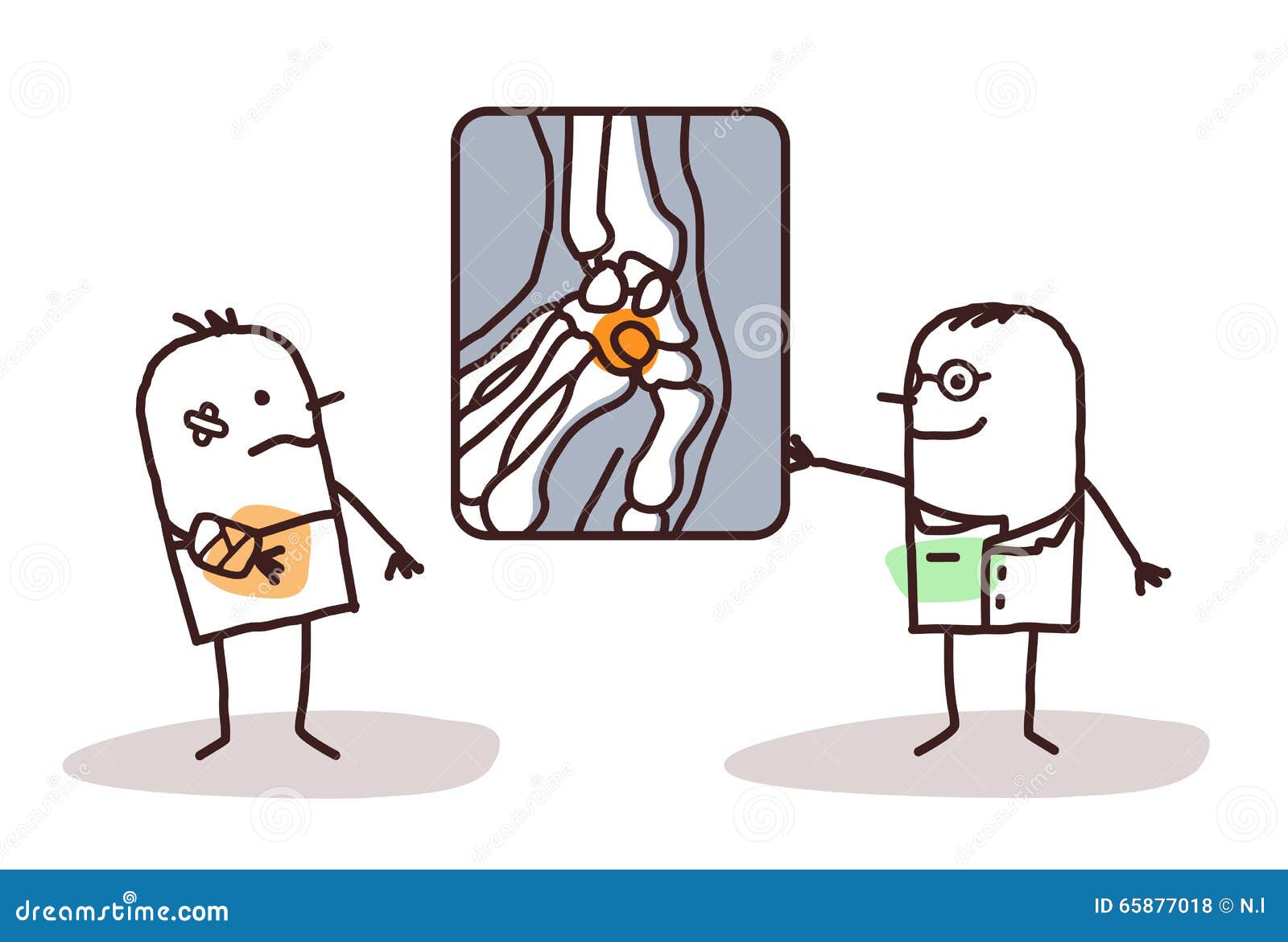 Cartoon Man with Wounded Hand and Radiologist Stock Vector ...