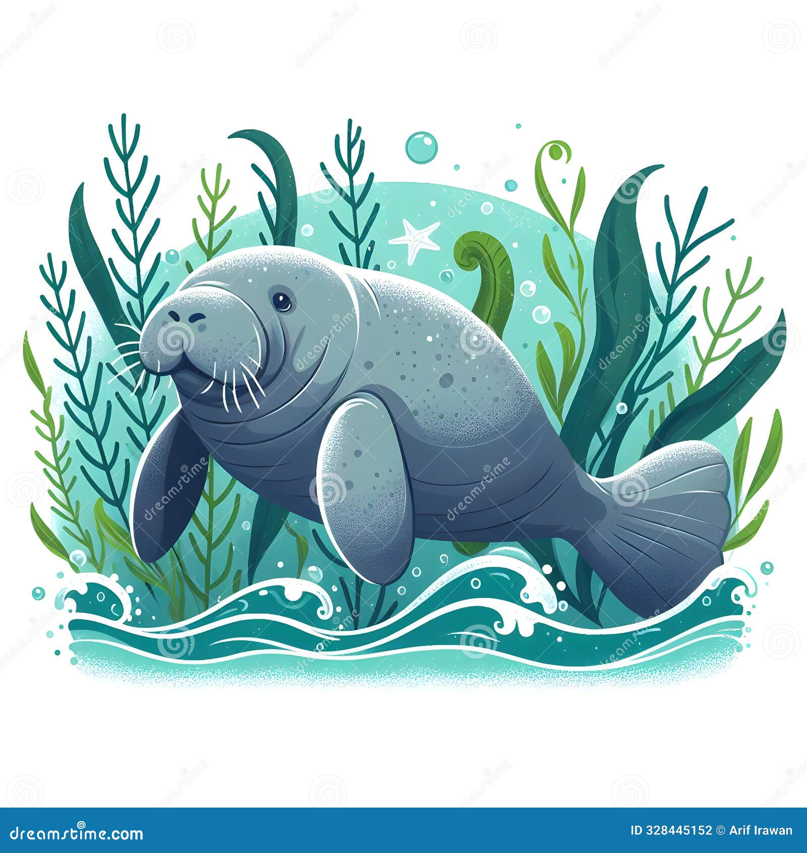 Cartoon Manatee or Mermaid of the Sea Stock Illustration - Illustration ...