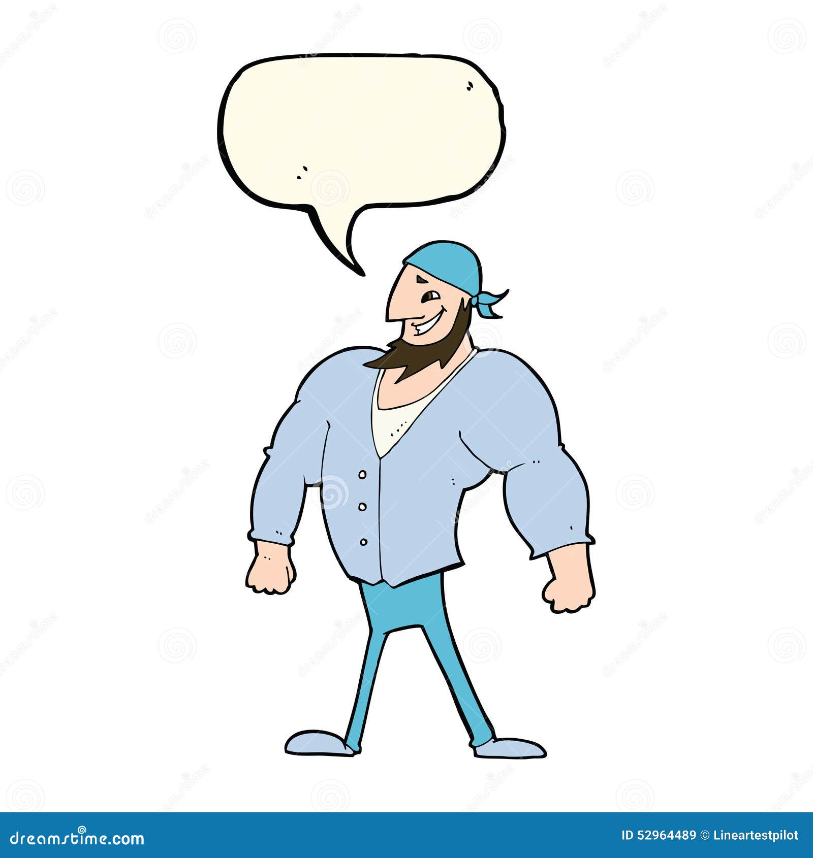 Cartoon Manly Sailor Man with Speech Bubble Stock Illustration ...